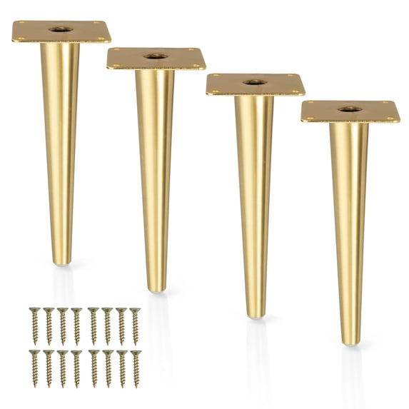 Ilyapa Tapered Metal Furniture Leg - Set of 4 Gold 8 Inch Tapered ...