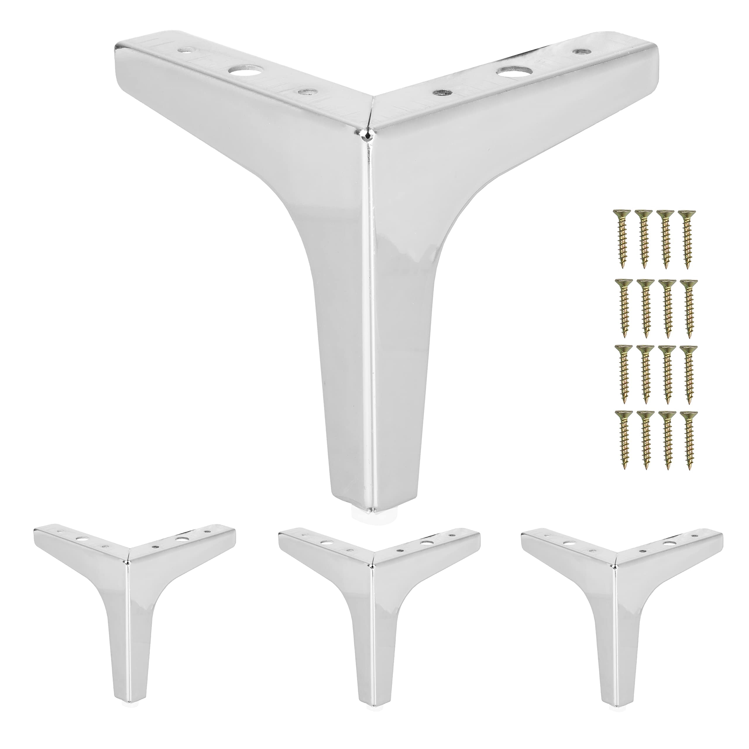 Ilyapa Triangular Metal Furniture Feet - Set of 4 Chrome Polished ...