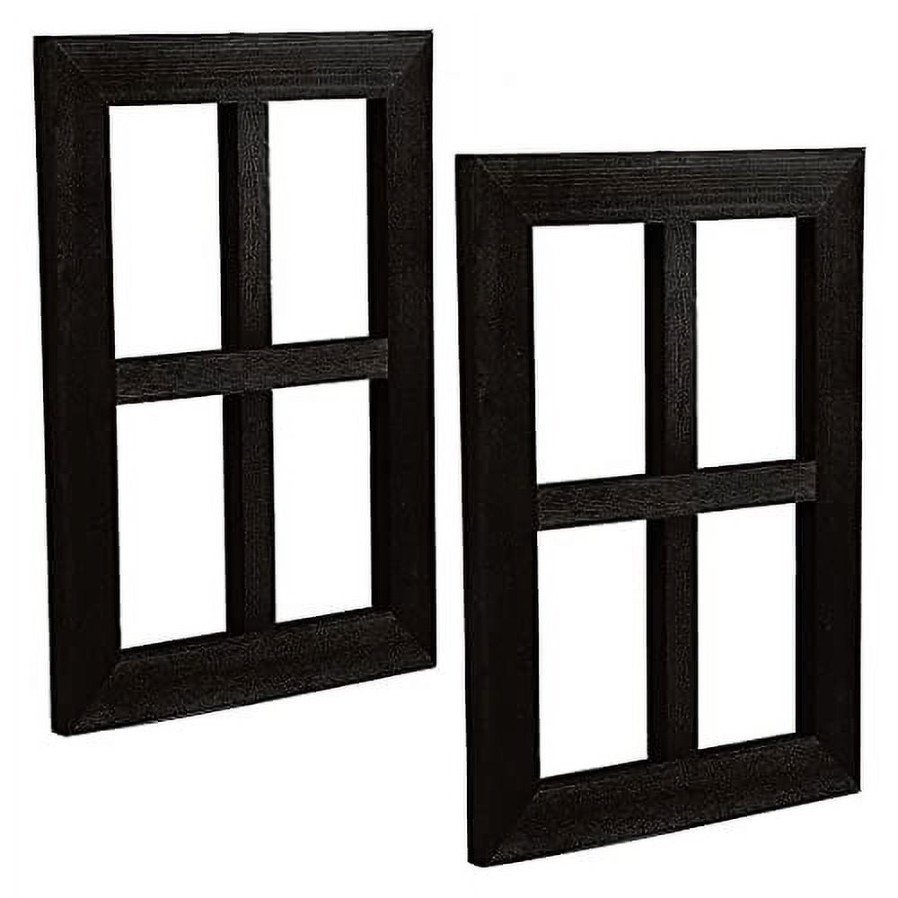 Ilyapa Window Frame Wall Decor 2 Pack - Rustic Black Wood Window Pane ...