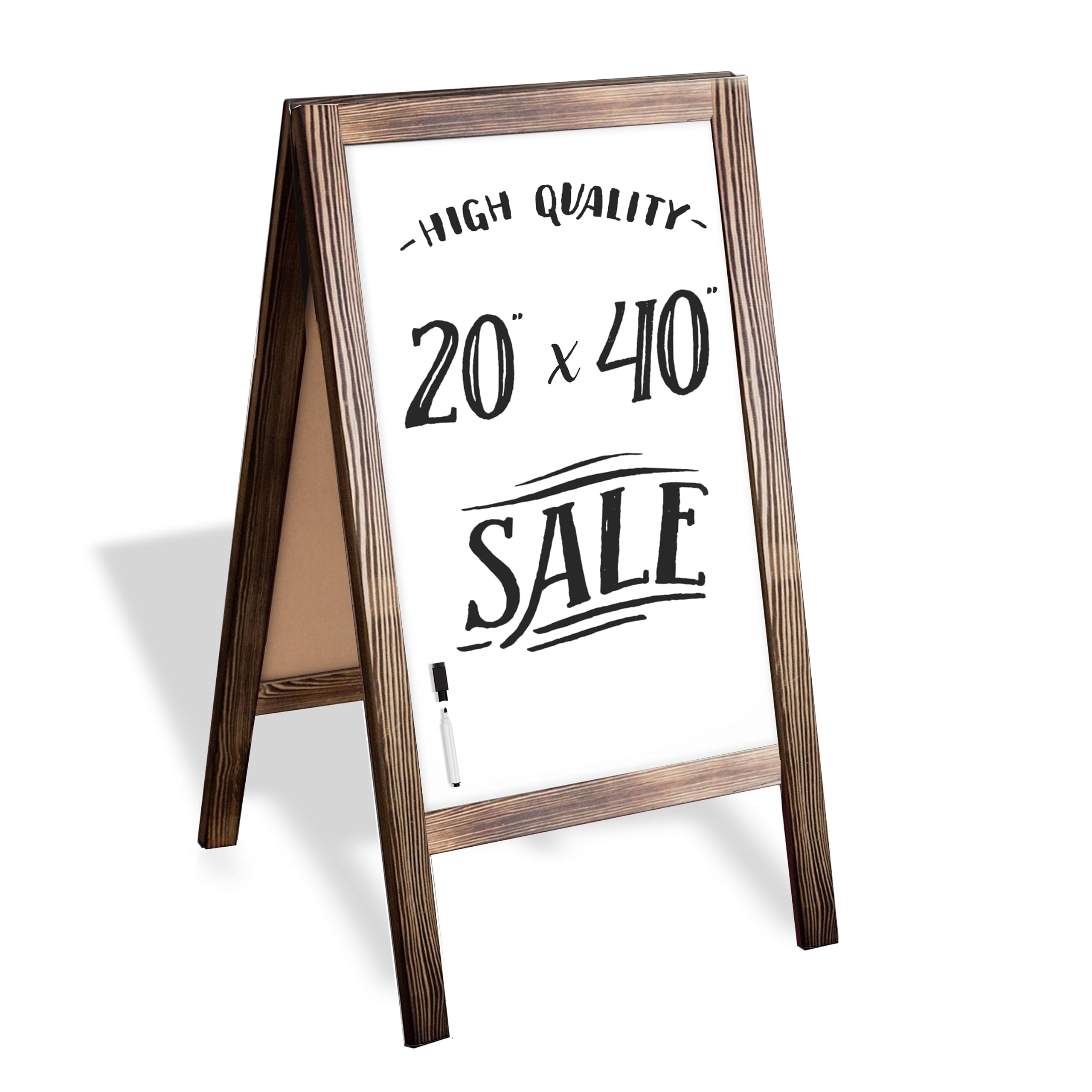 Ilyapa Wooden A-Frame Whiteboard Sign - 40 x 20 inch Magnetic Dry Erase ...
