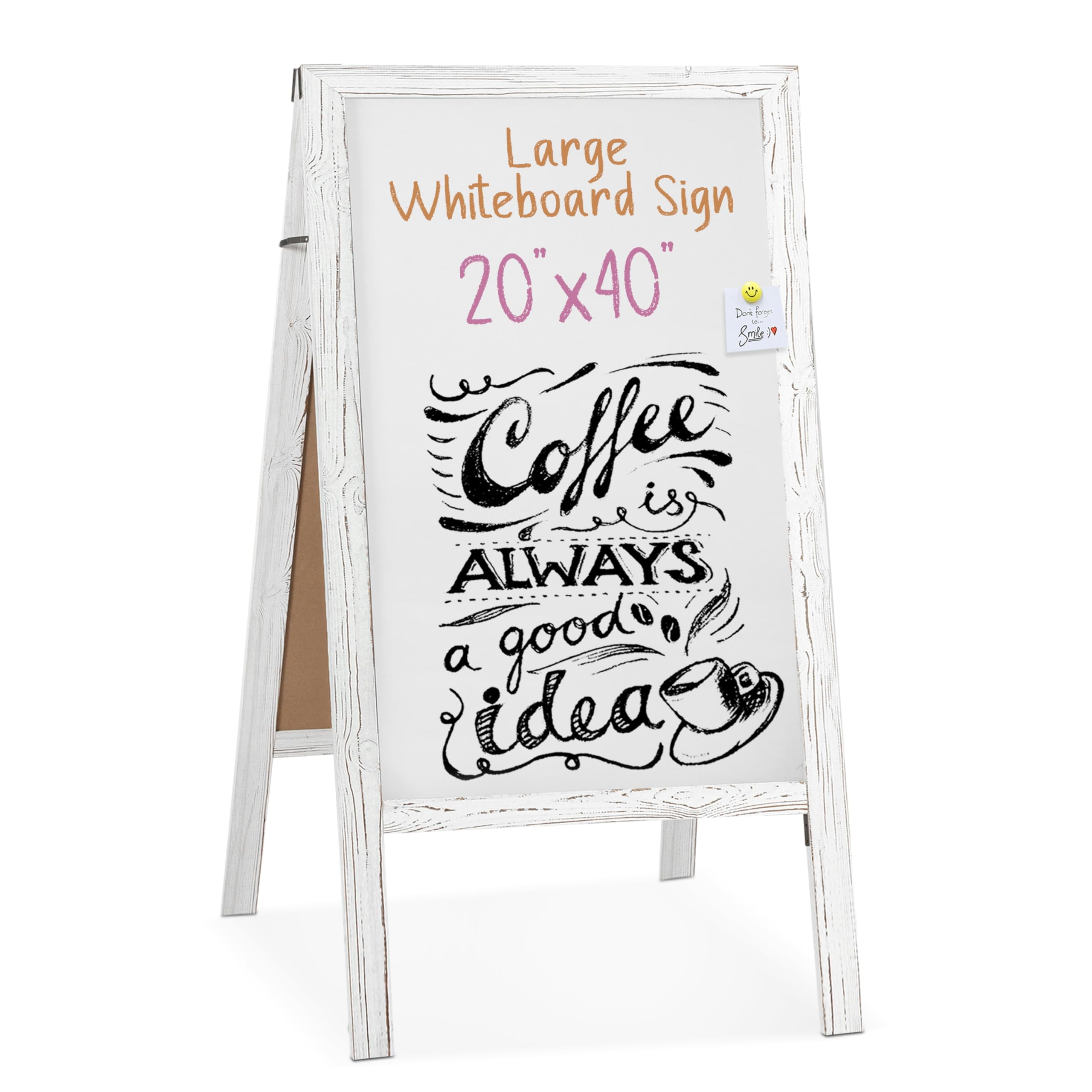 Ilyapa Wooden A Frame Whiteboard Sign - Magnetic Dry Erase Sidewalk ...