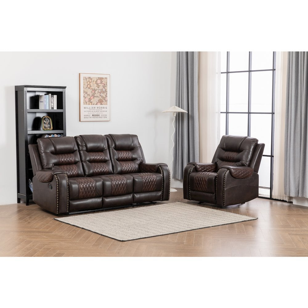 Ilyiano Two Tone Faux Leather Two-PC Livingroom Reclining Set In Brown ...