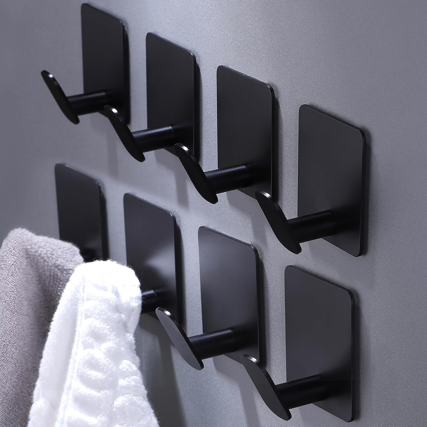 Ilymtics Adhesive Hooks,8 Pack Adhesive Towel Hooks - Bathroom Towel ...