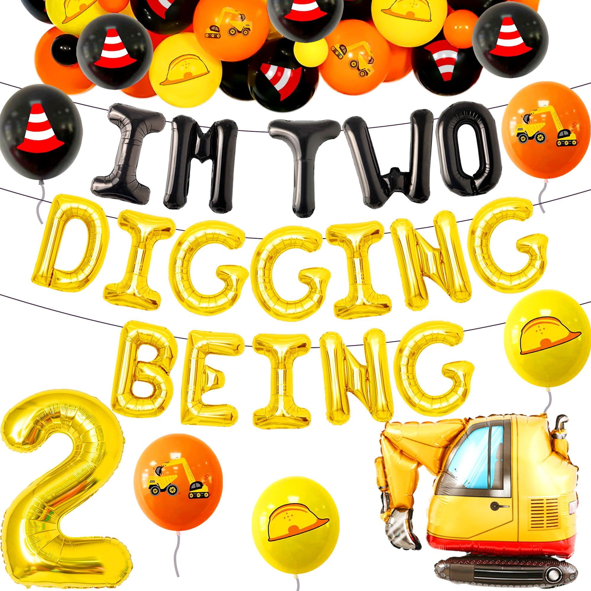 Im Digging Being 2 SSF20 Birthday Decorations Construction 2nd Birthday ...