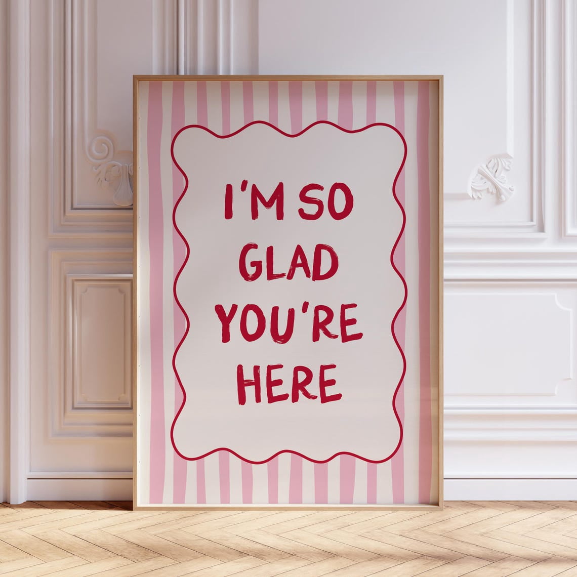 Im So Glad Youre Here Trendy Entryway Wall Art, Unframed Paper Print ...