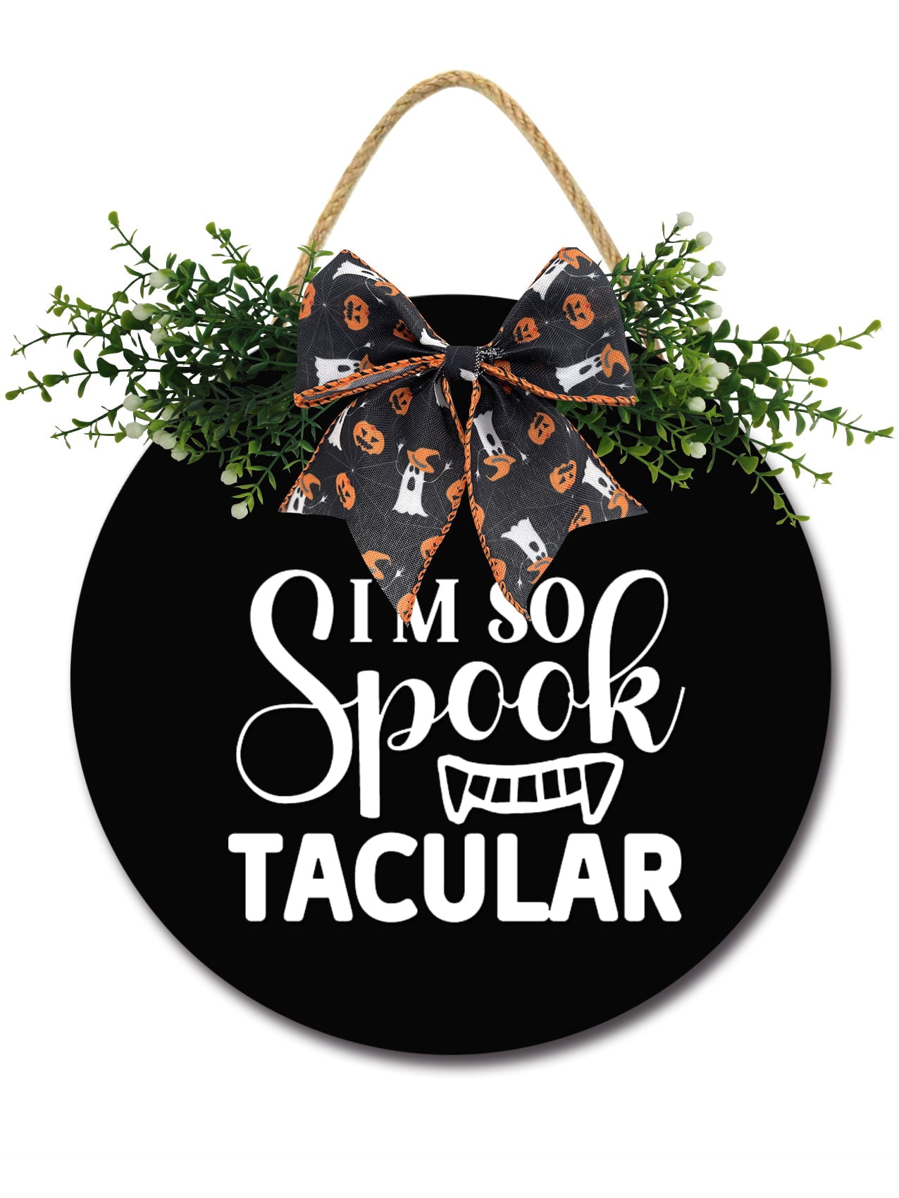 Im So Spooktacular Door Sign Home Decor Round Wood Wreaths Wall Hanging ...