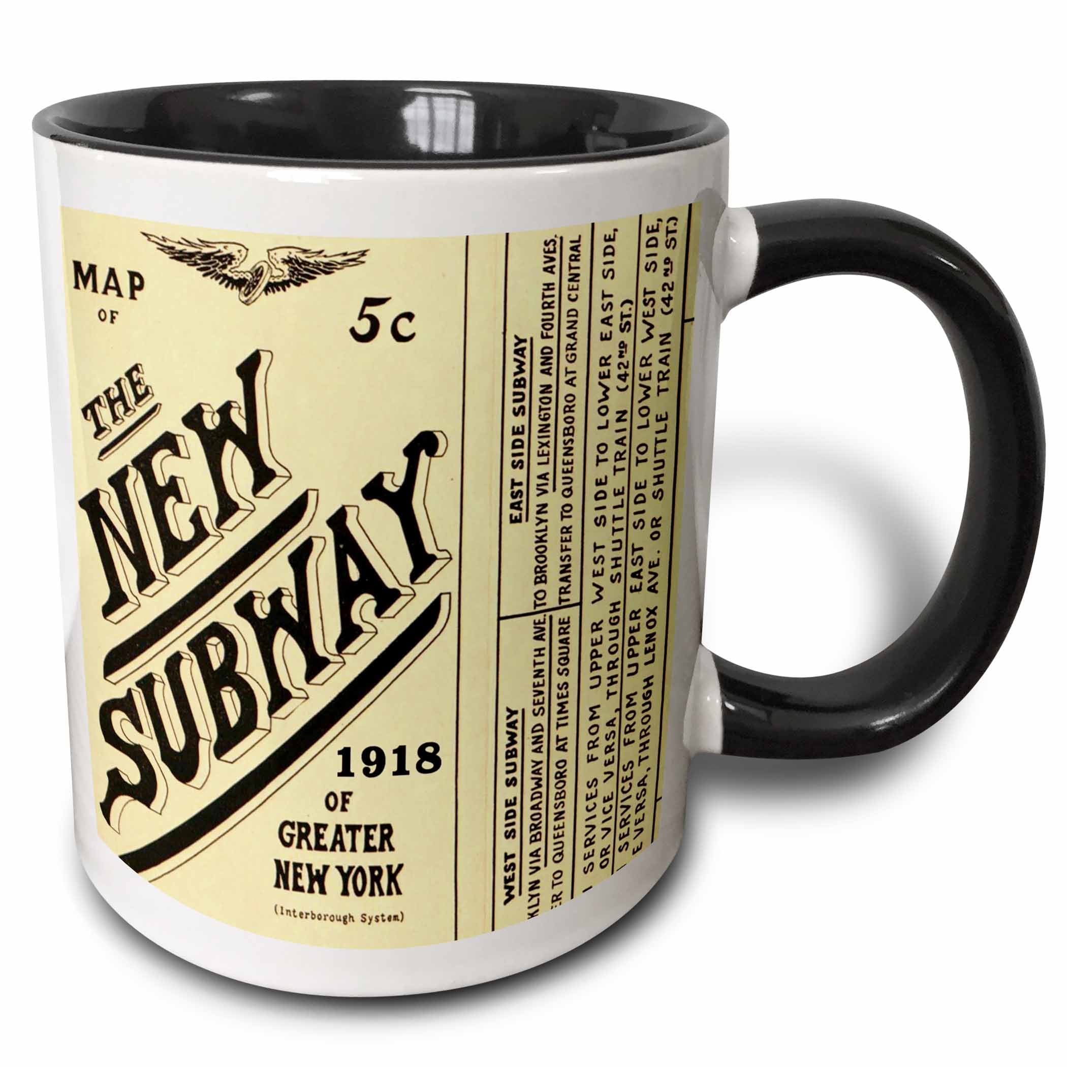 3drose, Image of 100 Year Old Subway Map of New York, 11oz Two-tone ...