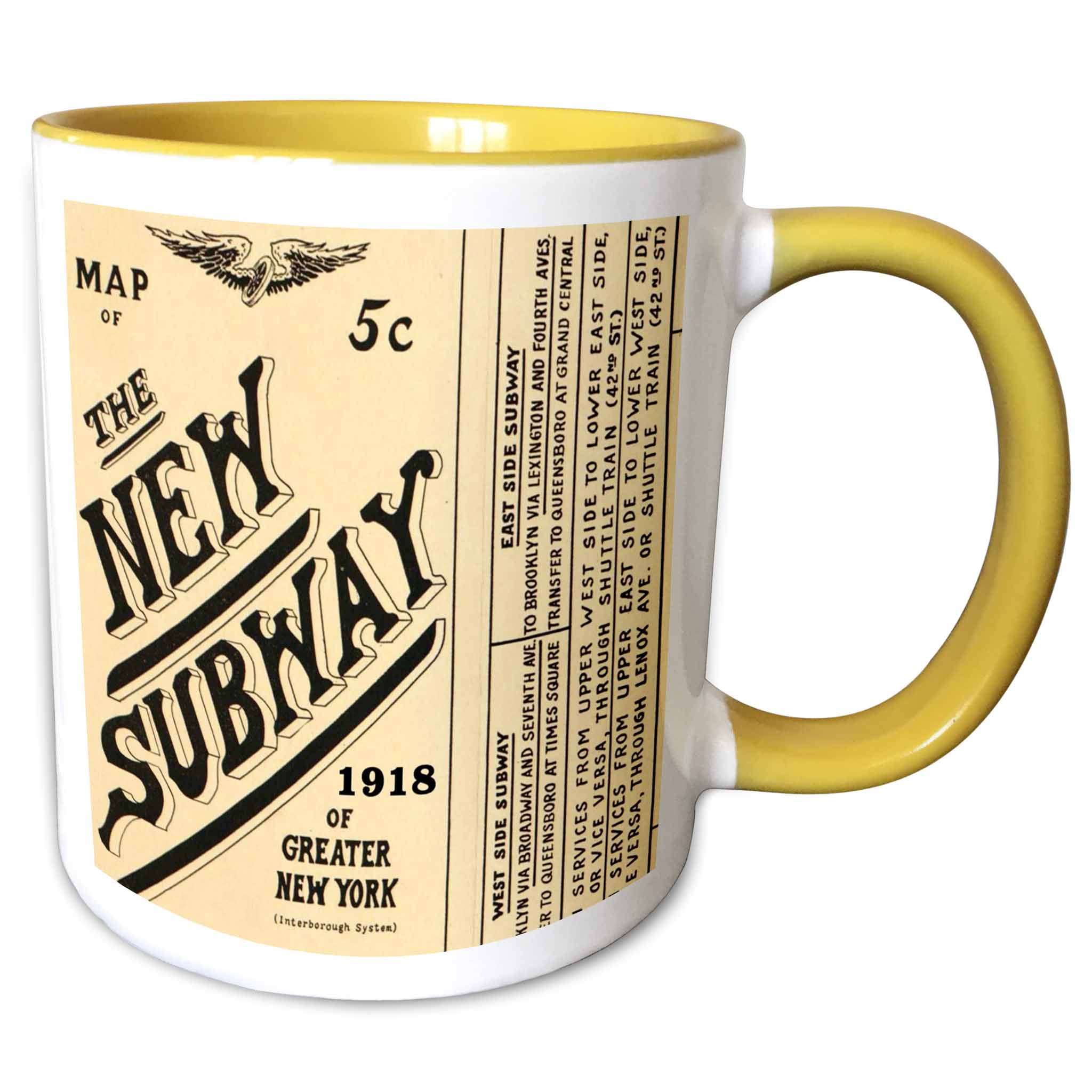 3drose, Image of 100 Year Old Subway Map of New York, 15oz Two-tone ...