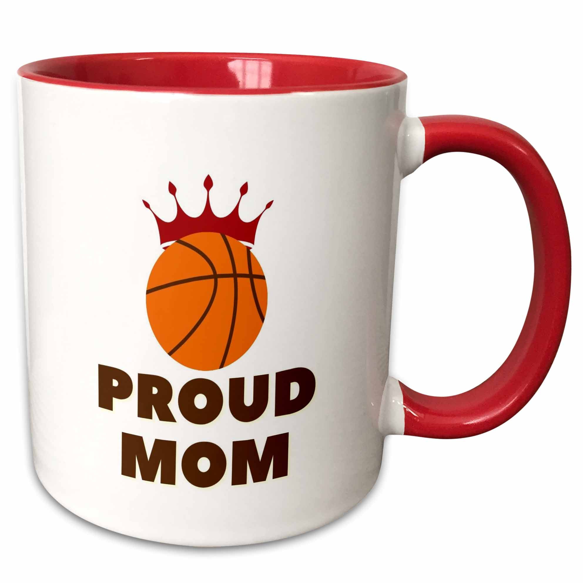 3drose, Image of a Crown with Text of Proud Mom, 11oz Two-tone Red Mug ...