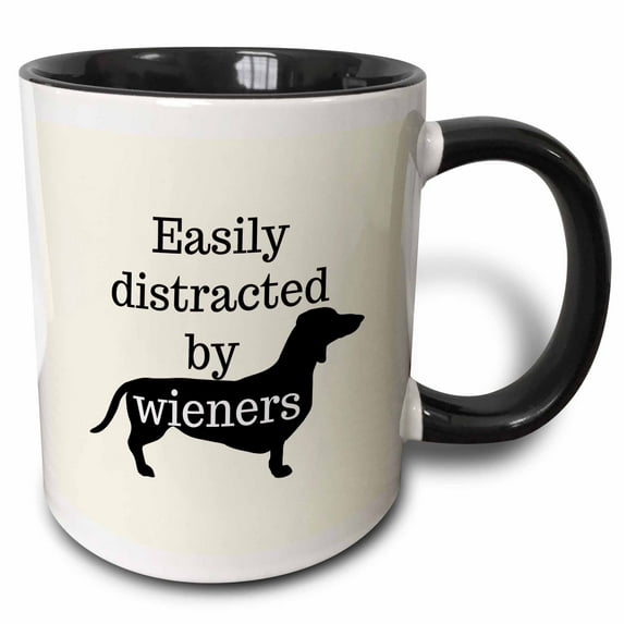 3drose, Image of a Dachshunds with Funny Text, 11oz Two-tone Black Mug ...