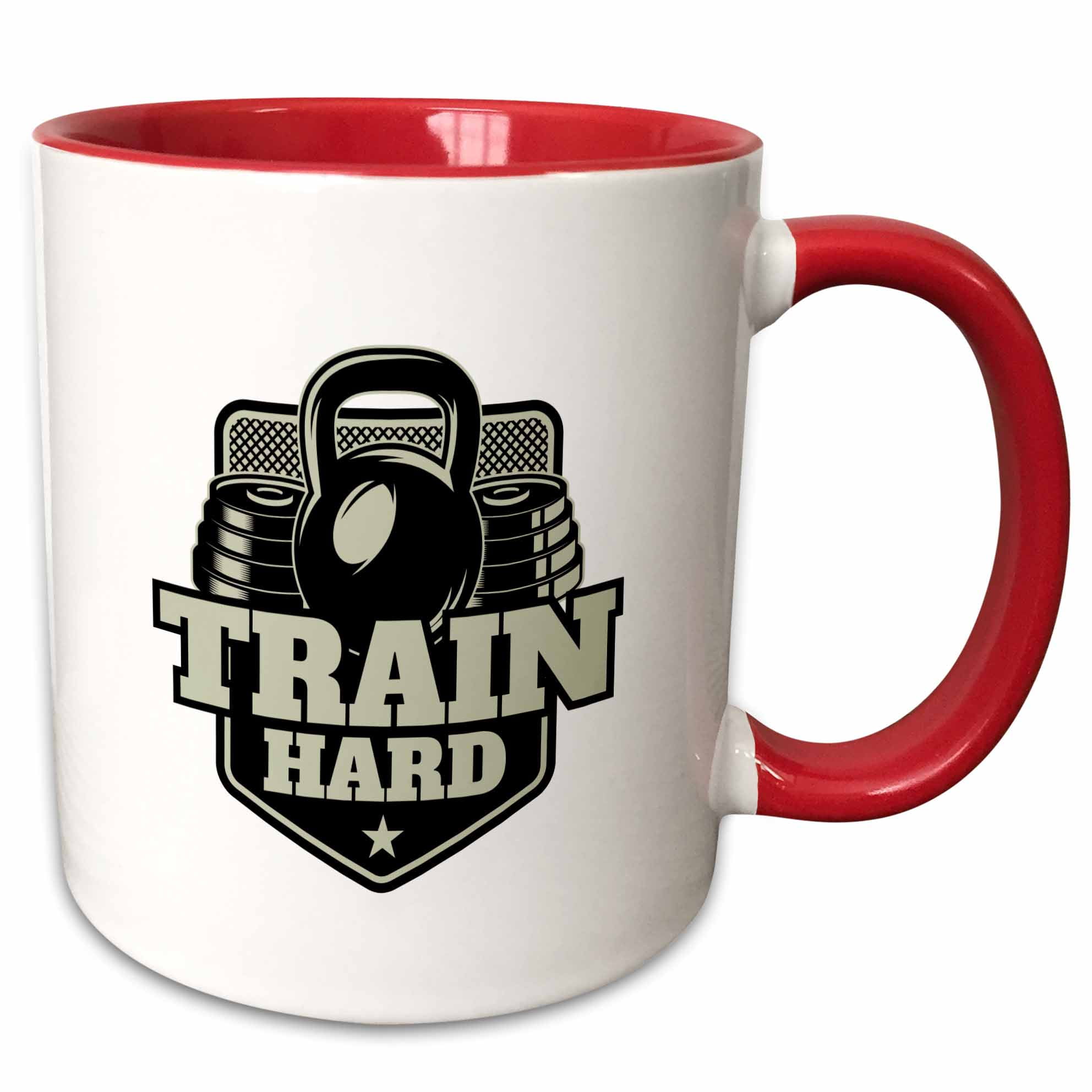 3drose, Image of a Dumbbell and Weights. the Text Train Hard on White ...