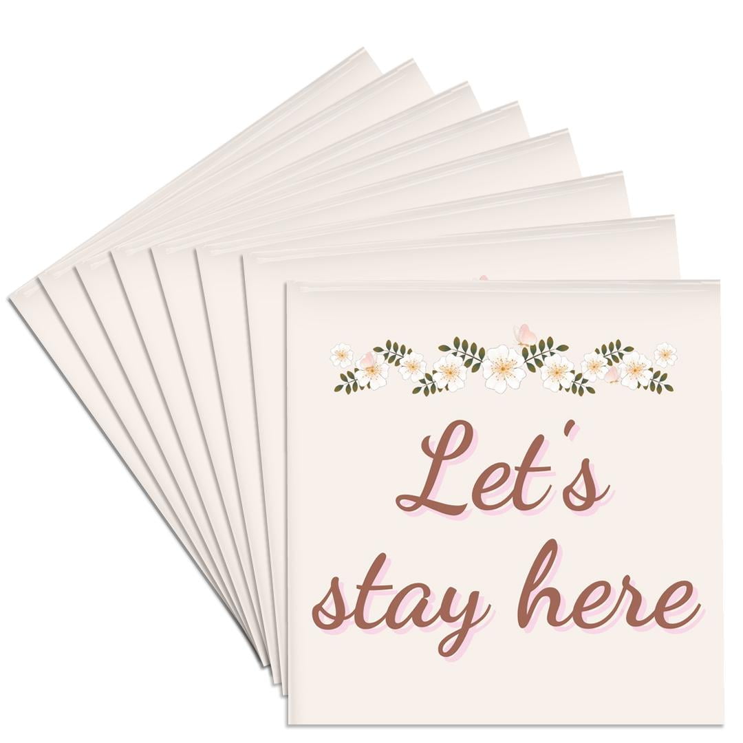 3drose, Image of a Flower with Text of Lets Stay Here, Set of 8 Ceramic ...