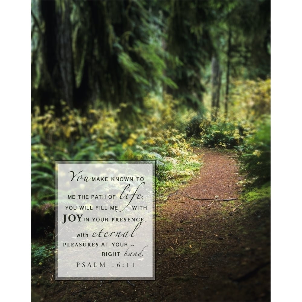 Image Of A Trail Going Through A Lush Forest And Scripture From Psalm ...