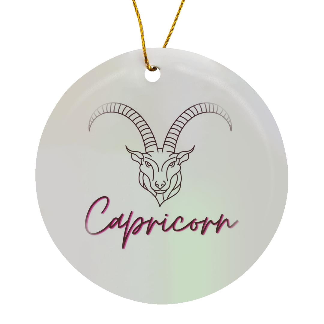 3drose, Image of a Zodiac Sign Capricorn, Circle Porcelain Ornament ...