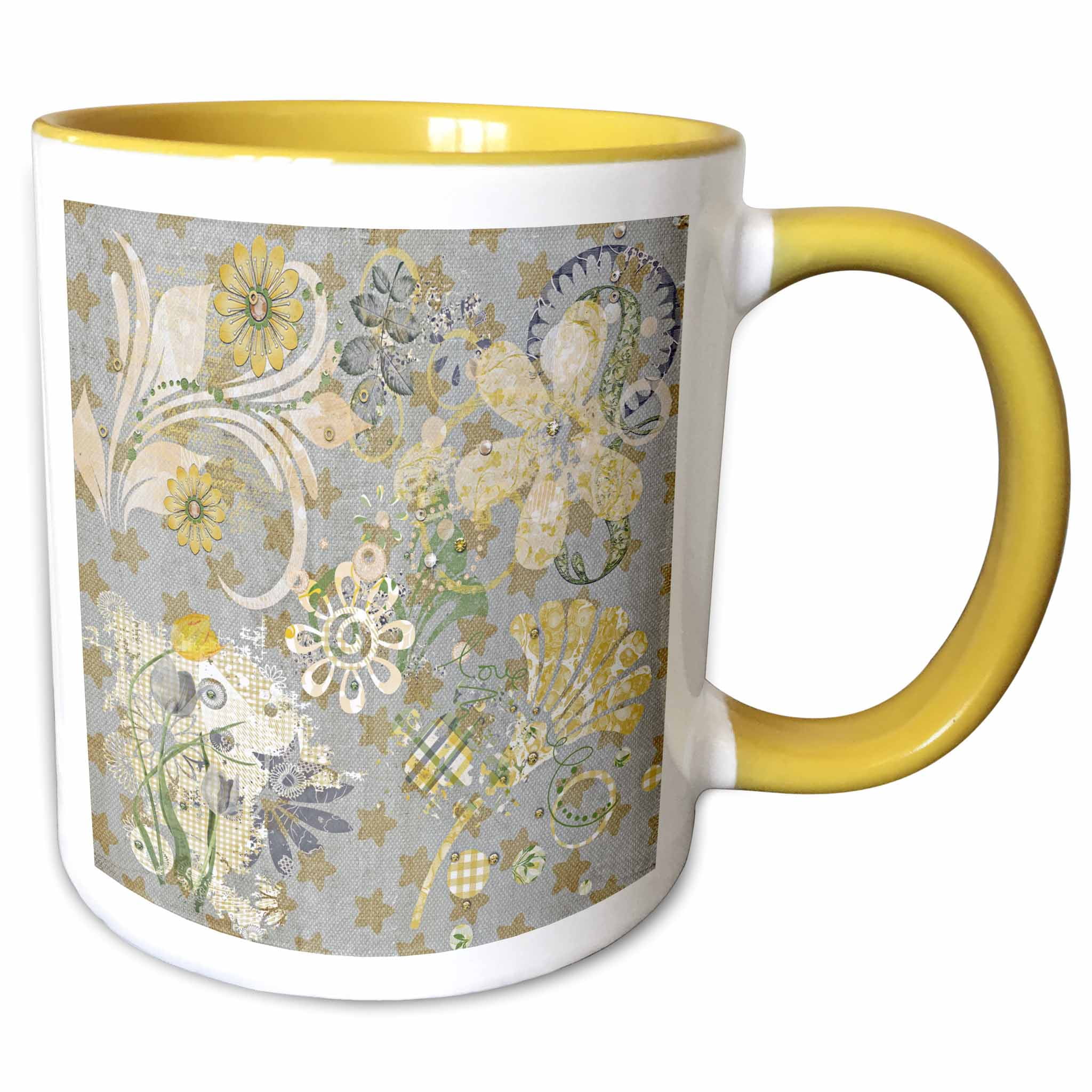 3drose, Image of Abstract Star, Flower Design of Yellow, Gray, Green ...