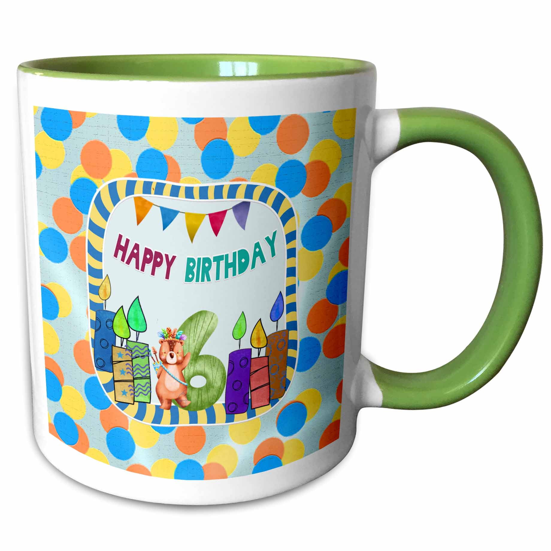3drose, Image of Bear, Number Six, Candles, Happy Birthday, Colorful ...