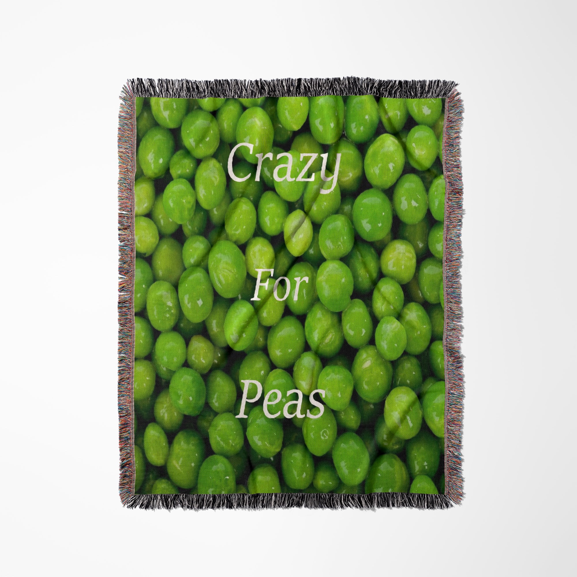 Image Of Bed Of Peas With Words Crazy For Peas On Photo, Woven Blanket ...