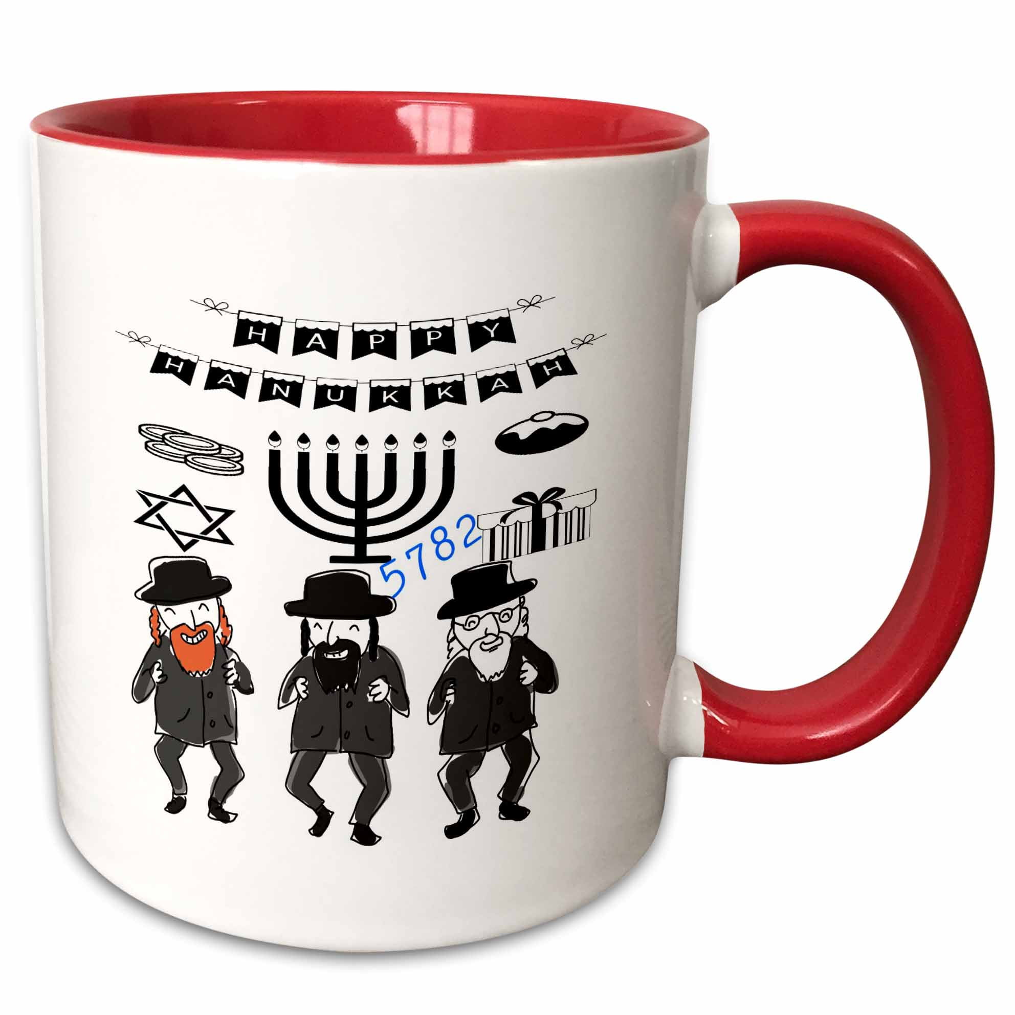 3drose, Image of Black and White Dancing Rabbis with Happy Chanukah ...