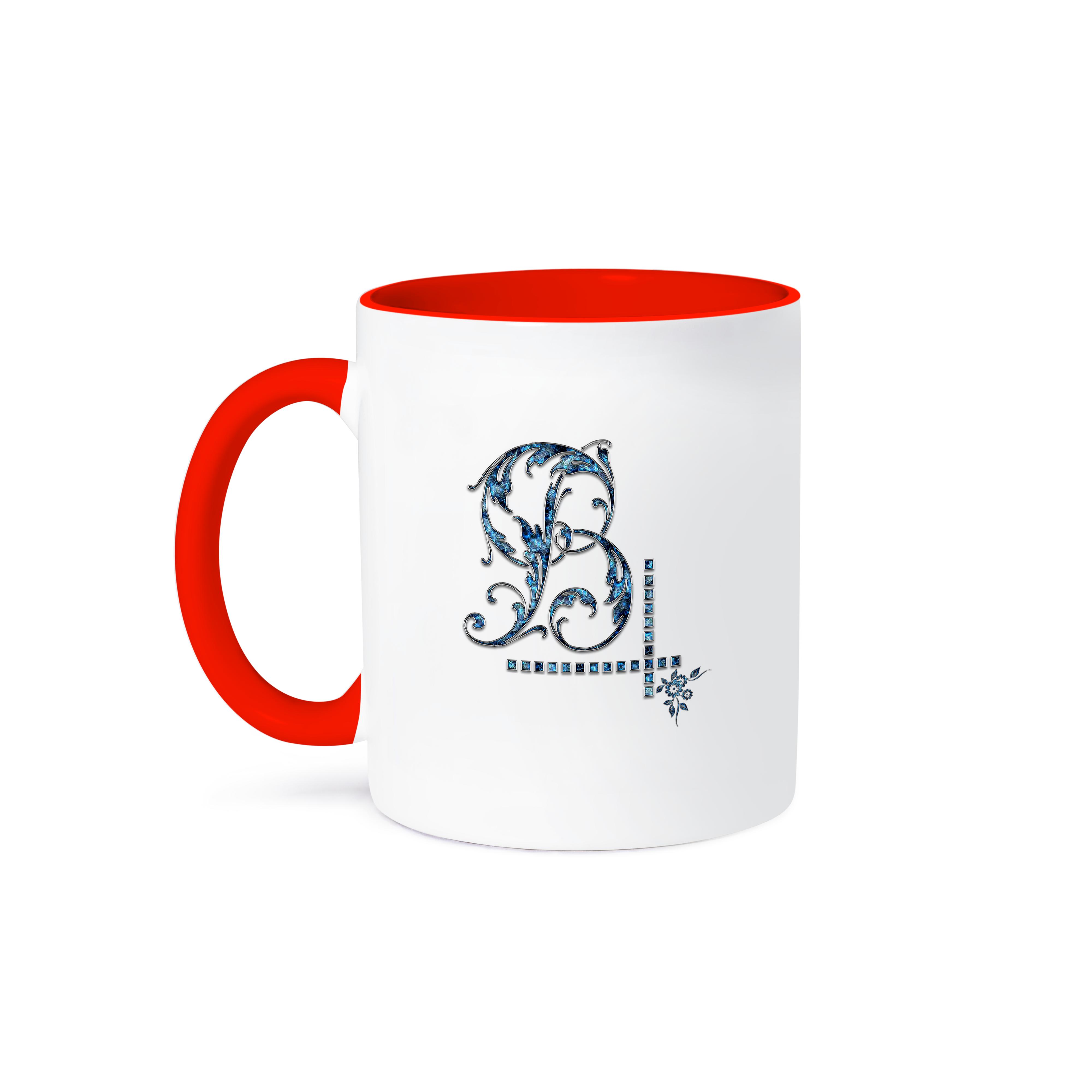 Image Of Blue Gemstone Impressive Monogram. Stylish Initial B, 15oz Two ...