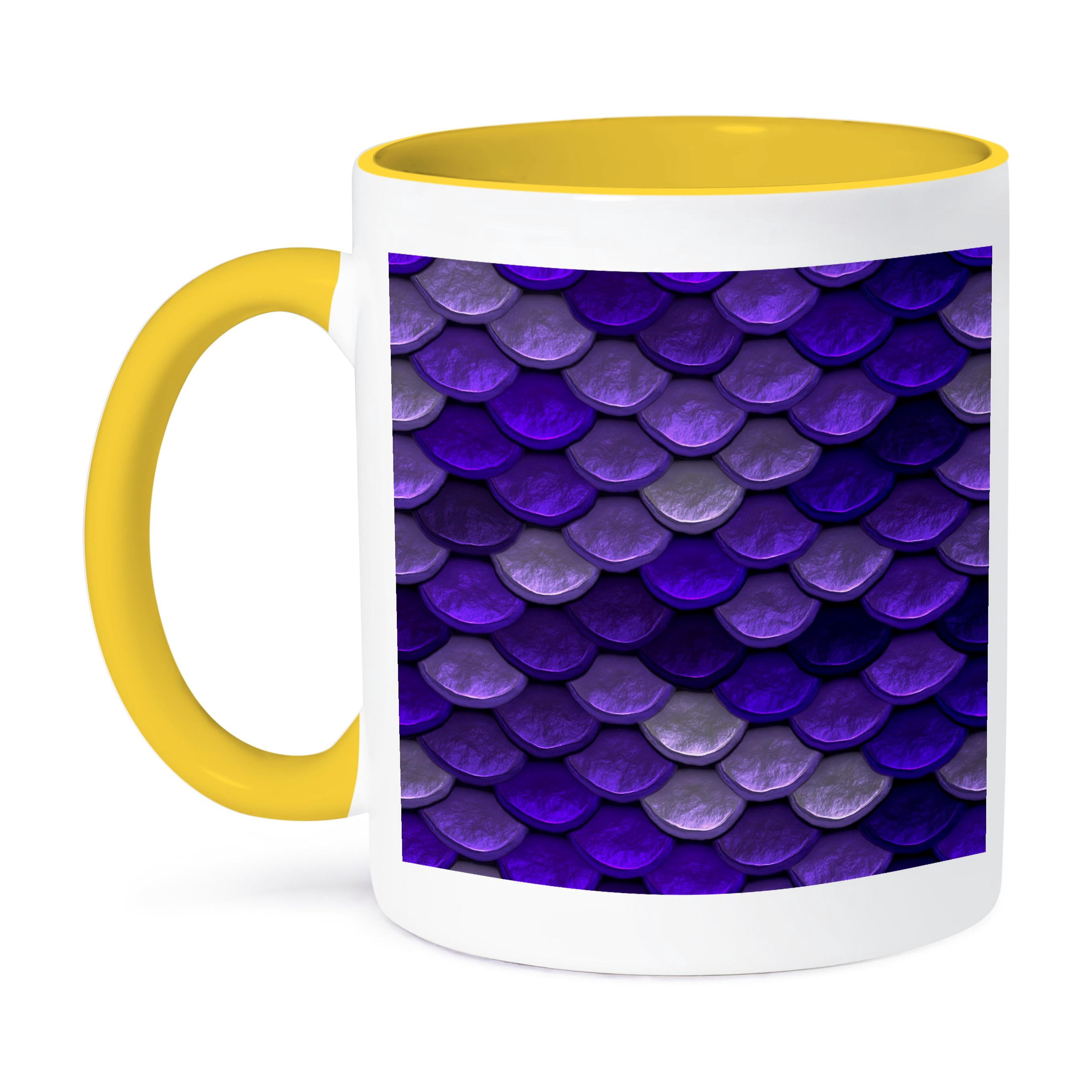 Image Of Blue Mermaid Scale Pattern, 11oz Two-Tone Yellow Mug - Walmart.com