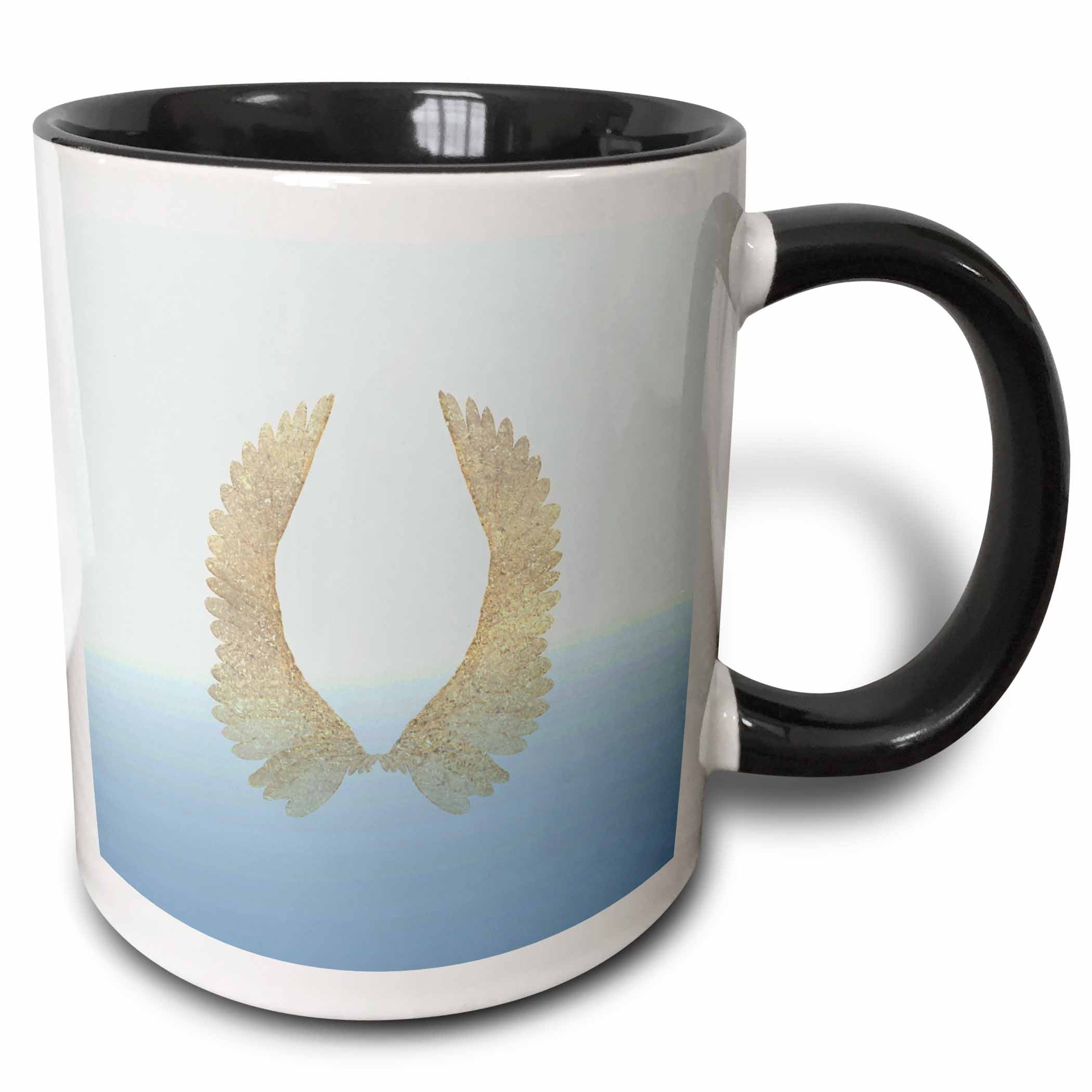 3drose, Image of Blue Ombre Gold Angel Wings, 15oz Two-tone Black Mug ...