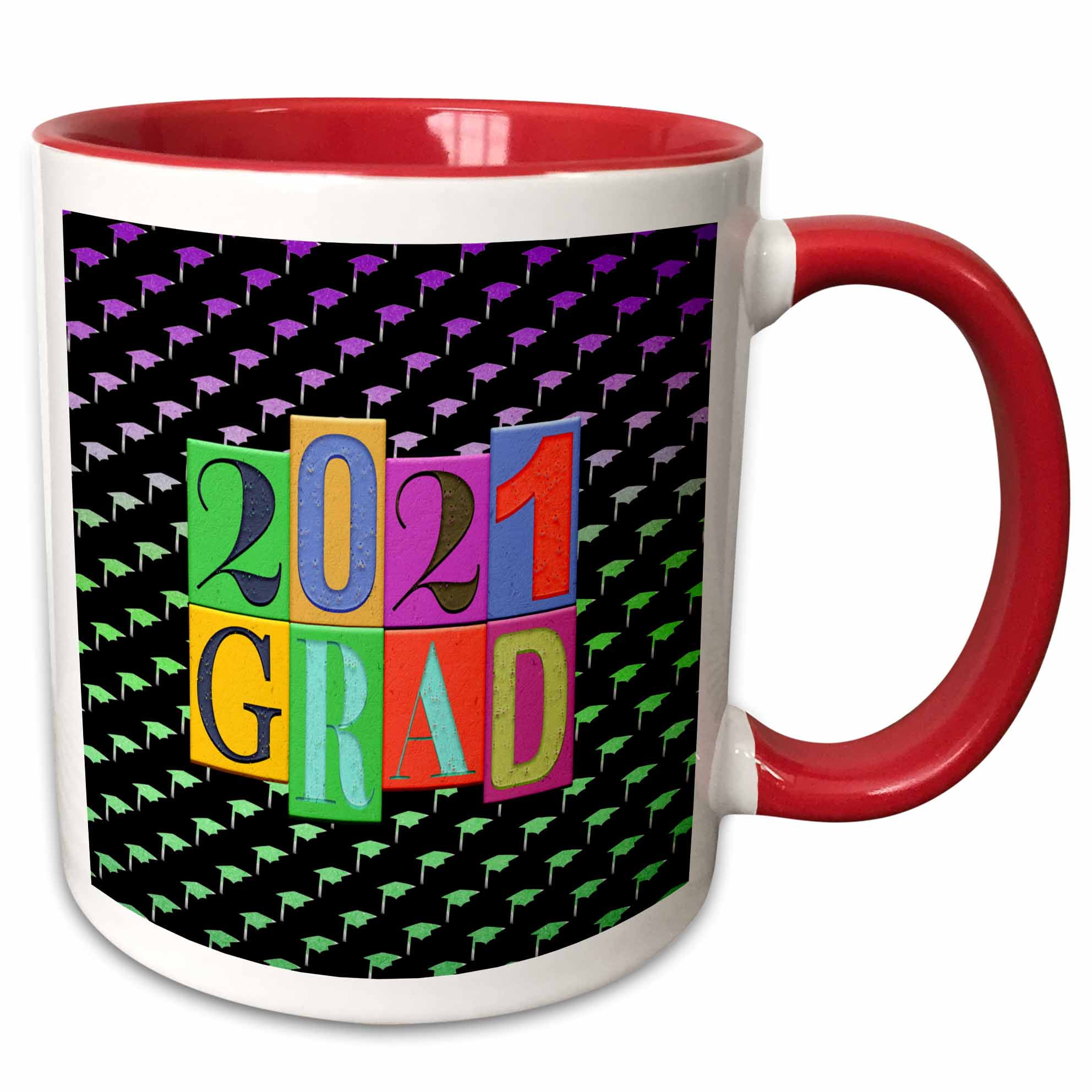 3drose, Image of Colorful Rectangle 2021 Grad, and Graduation Caps ...