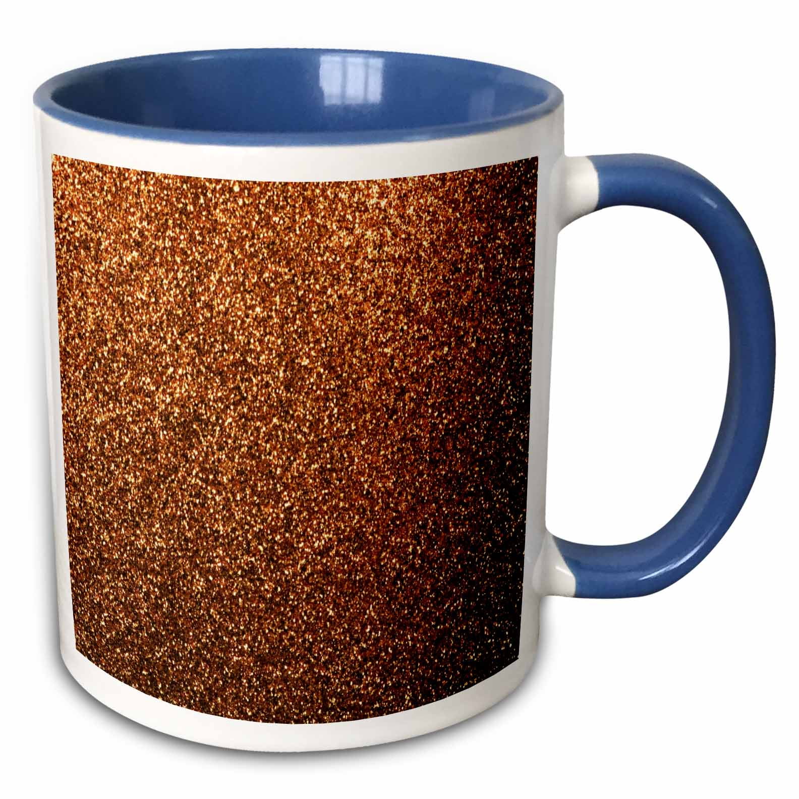 3drose, Image of Copper Color Glittery Look, 15oz Two-tone Blue Mug ...