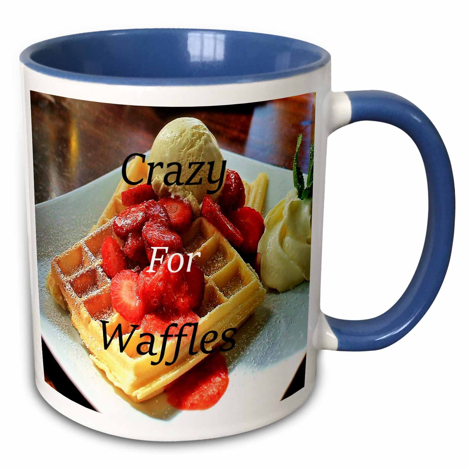 3drose, Image of Crazy for Waffles on Waffles and Fruit Photo, 15oz Two ...