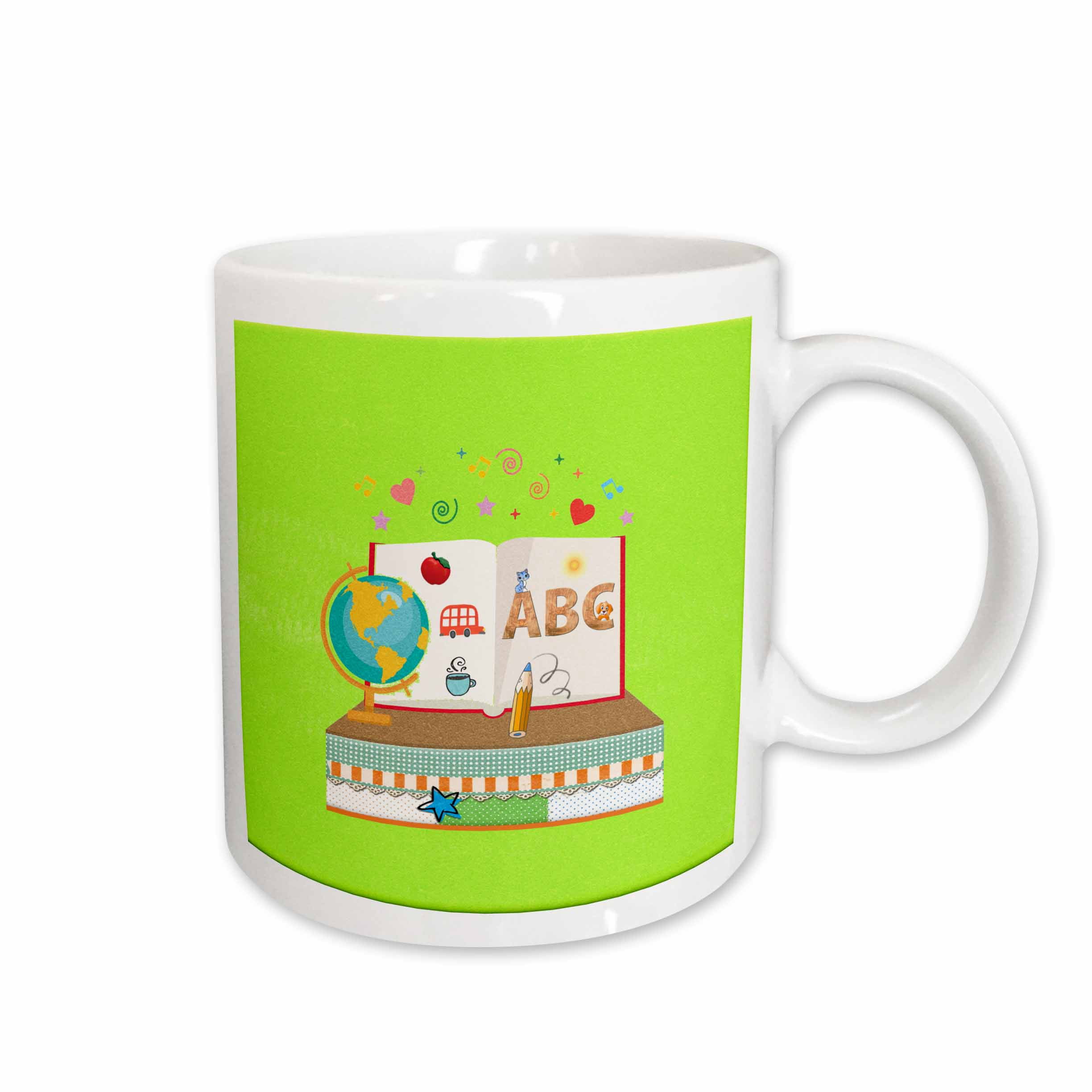 3drose, Image of Desk with Globe, Book, Apple, Bus, Cup, Abcs, Cat, Dog ...