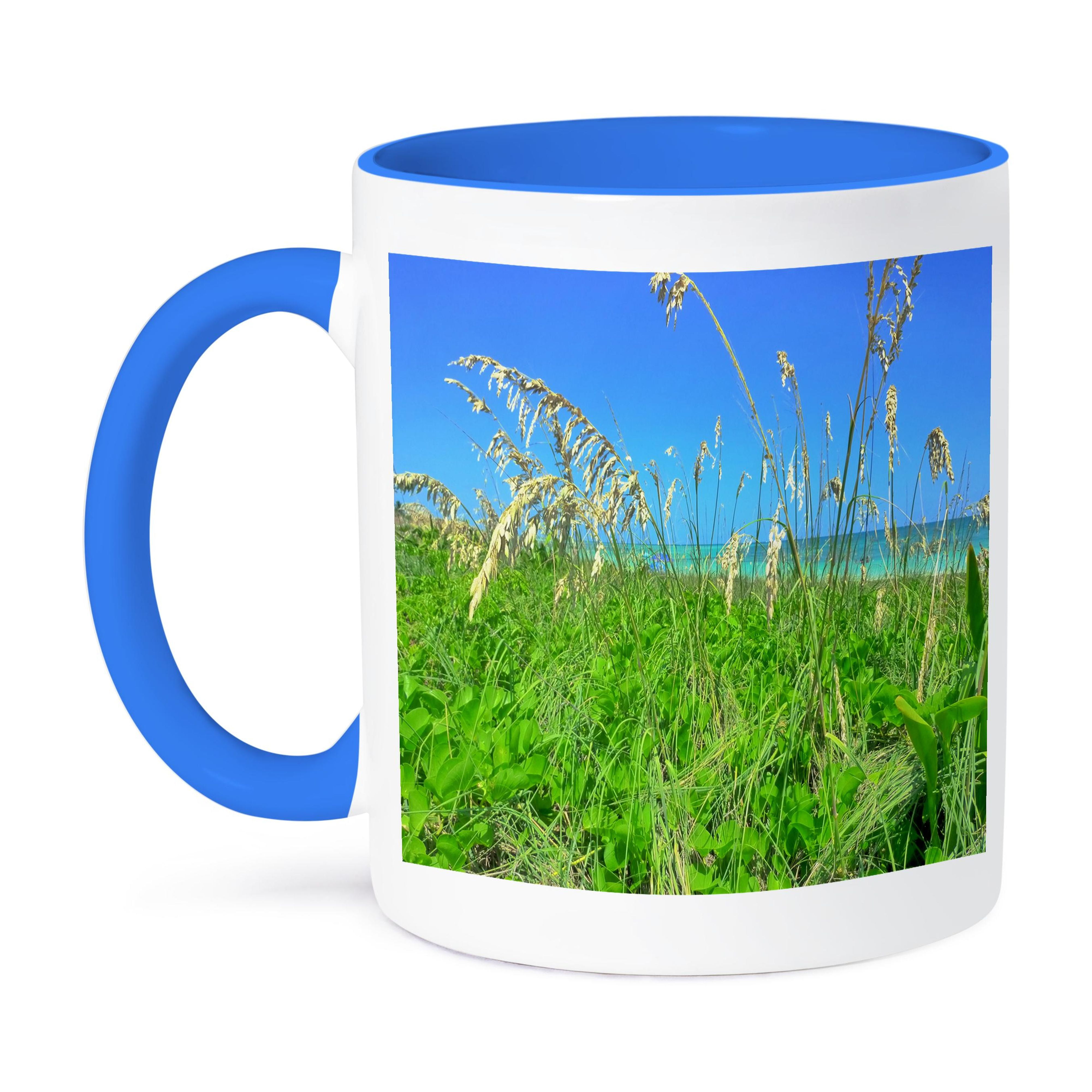 Image Of Florida Sea Oats On Naples Beach, 11oz Two-Tone Blue Mug ...
