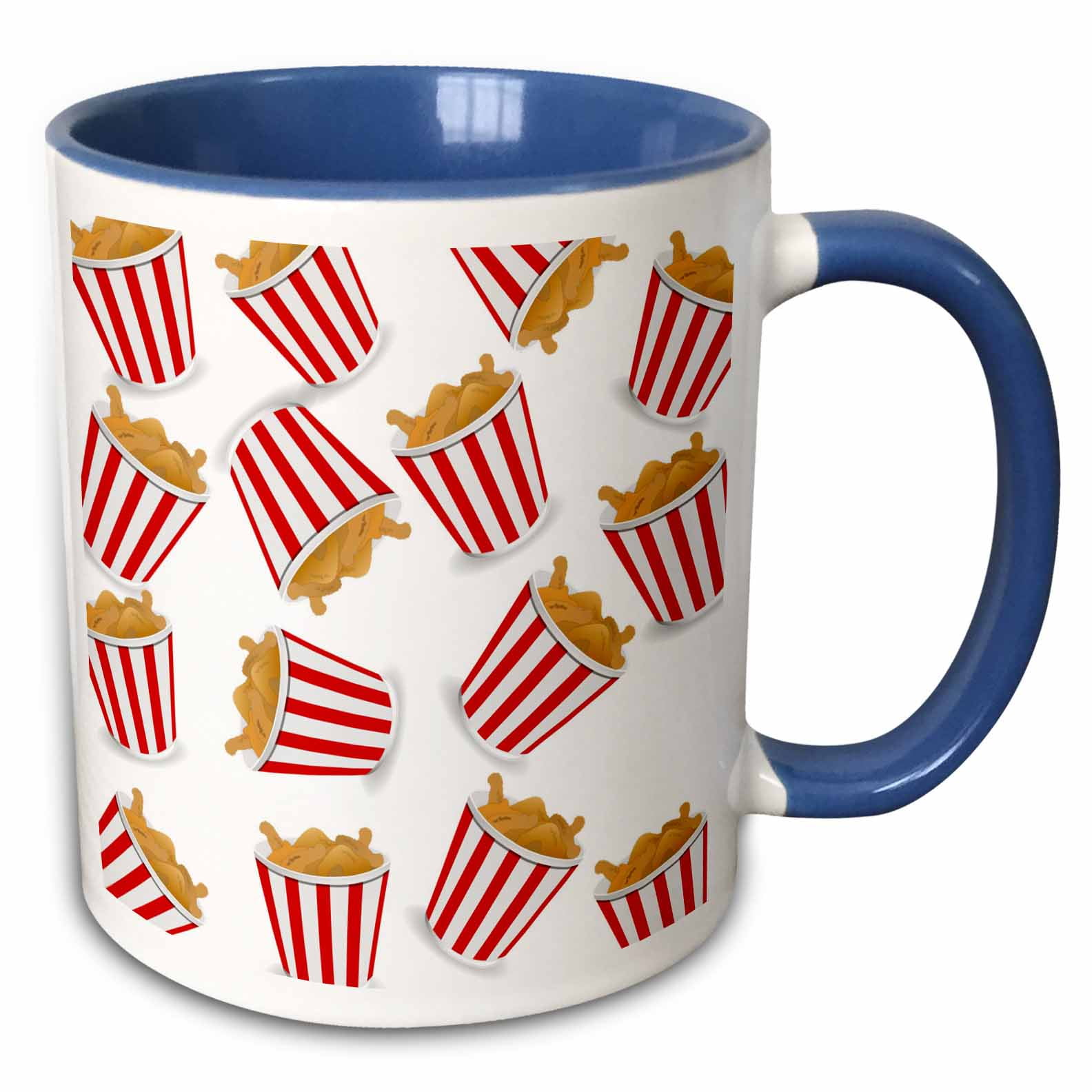 3drose, Image of Fried Chicken Bucket Toss Pattern, 11oz Two-tone Blue ...