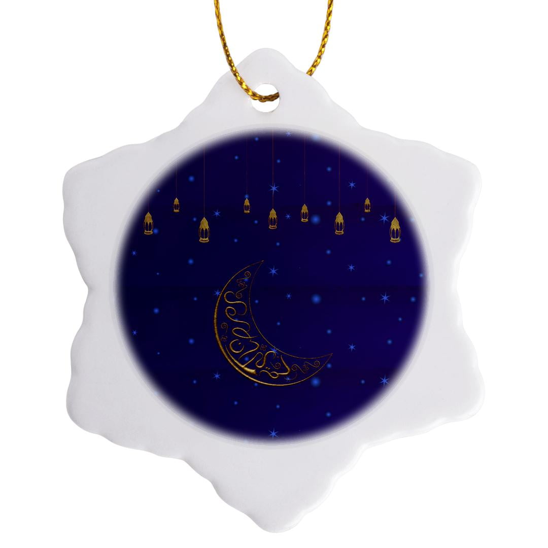 3drose, Image of Gold Crescent Moon and Lanterns on Starry Night Sky, 3 ...