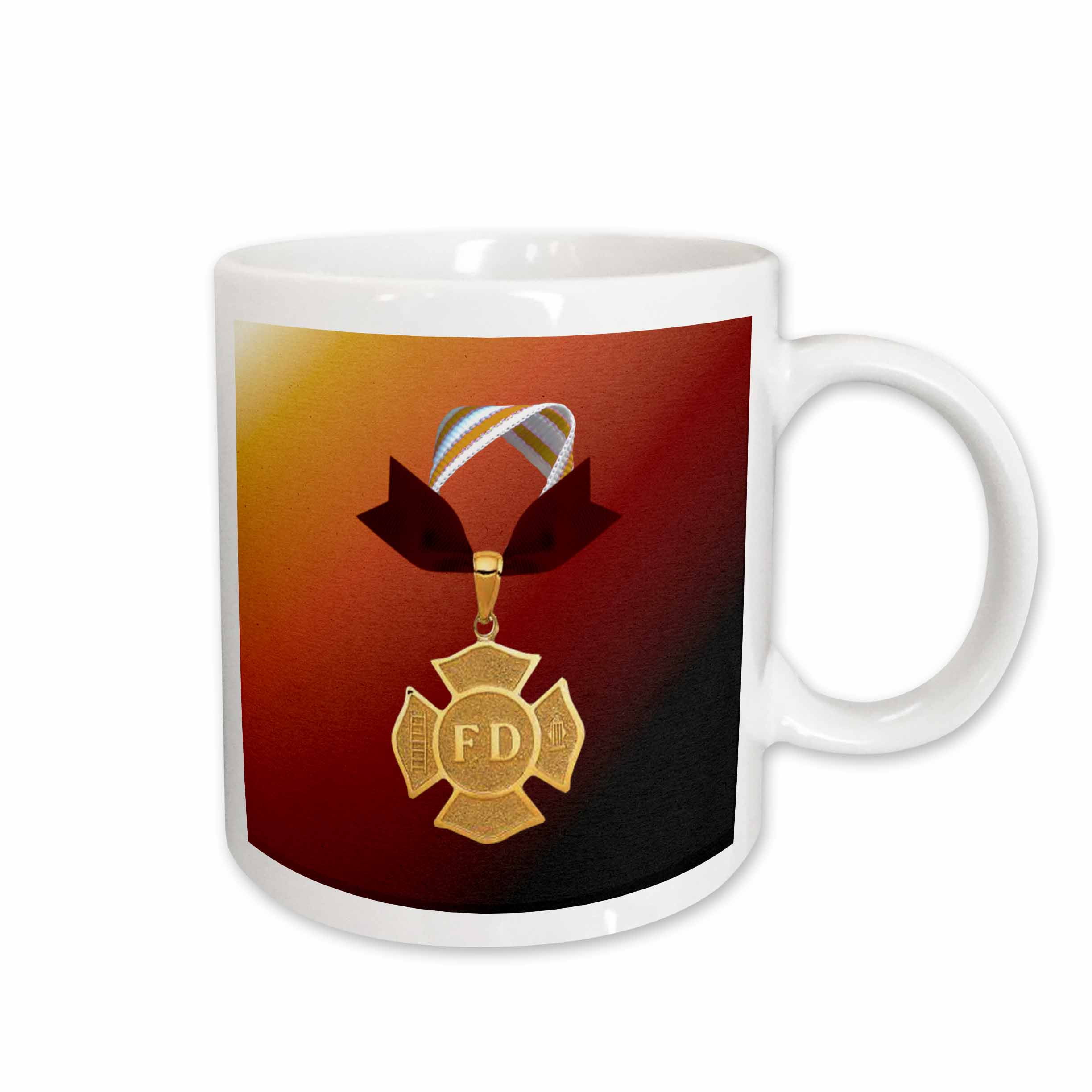 3drose, Image of Gold Fire Department Emblem, Ribbon, Ladder and Fire ...