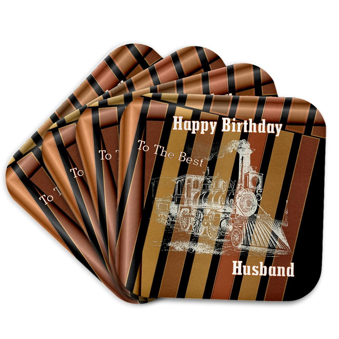 3drose, Image of Happy Birthday Best Husband with Steam Train, Set of 4 ...