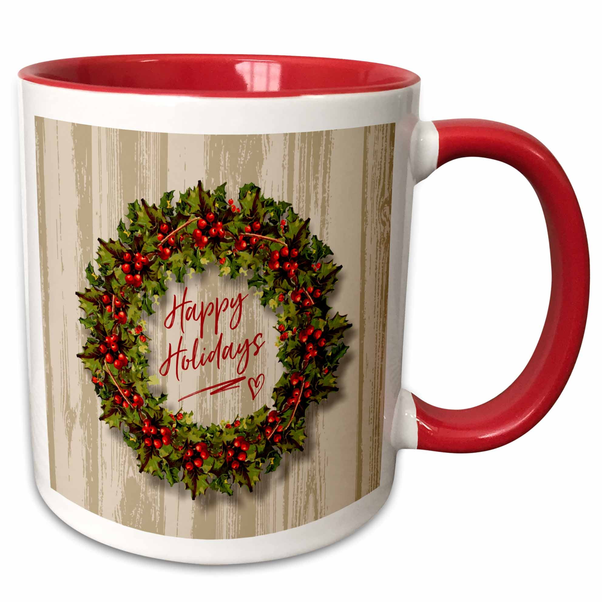 3drose, Image of Holly Wreath Design with Text Happy Holidays- Not Real ...