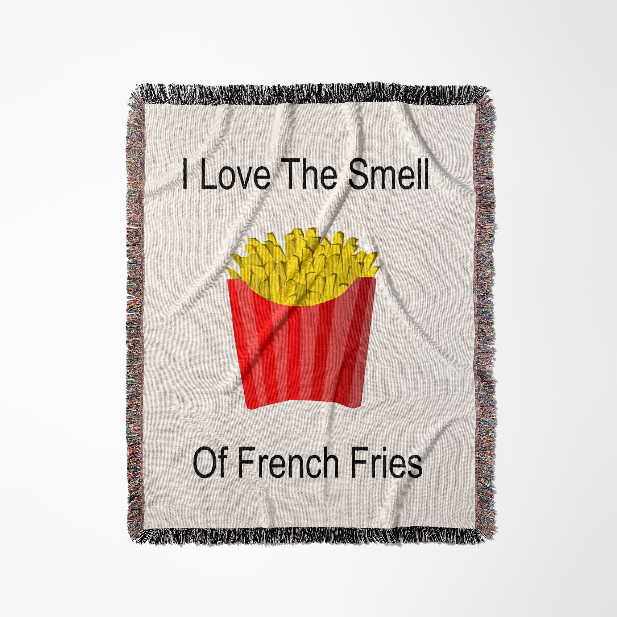 Image Of I Love Smell Of French Fries With Cartoon Fries, Woven Blanket ...