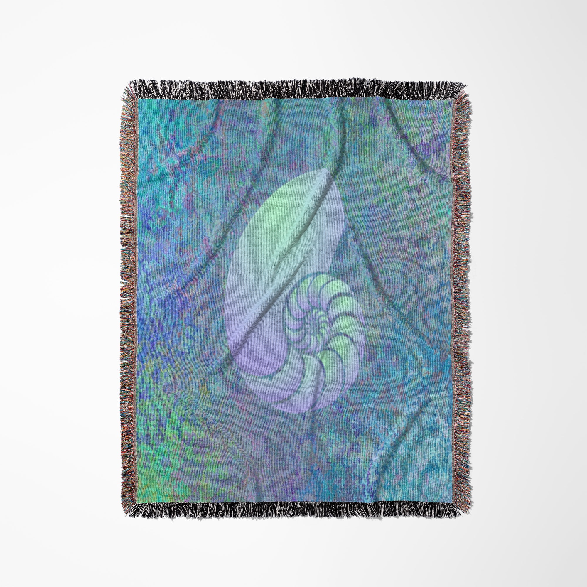 Image Of Large Violet Nautilus Shell On Aqua Violet , Woven Blanket ...