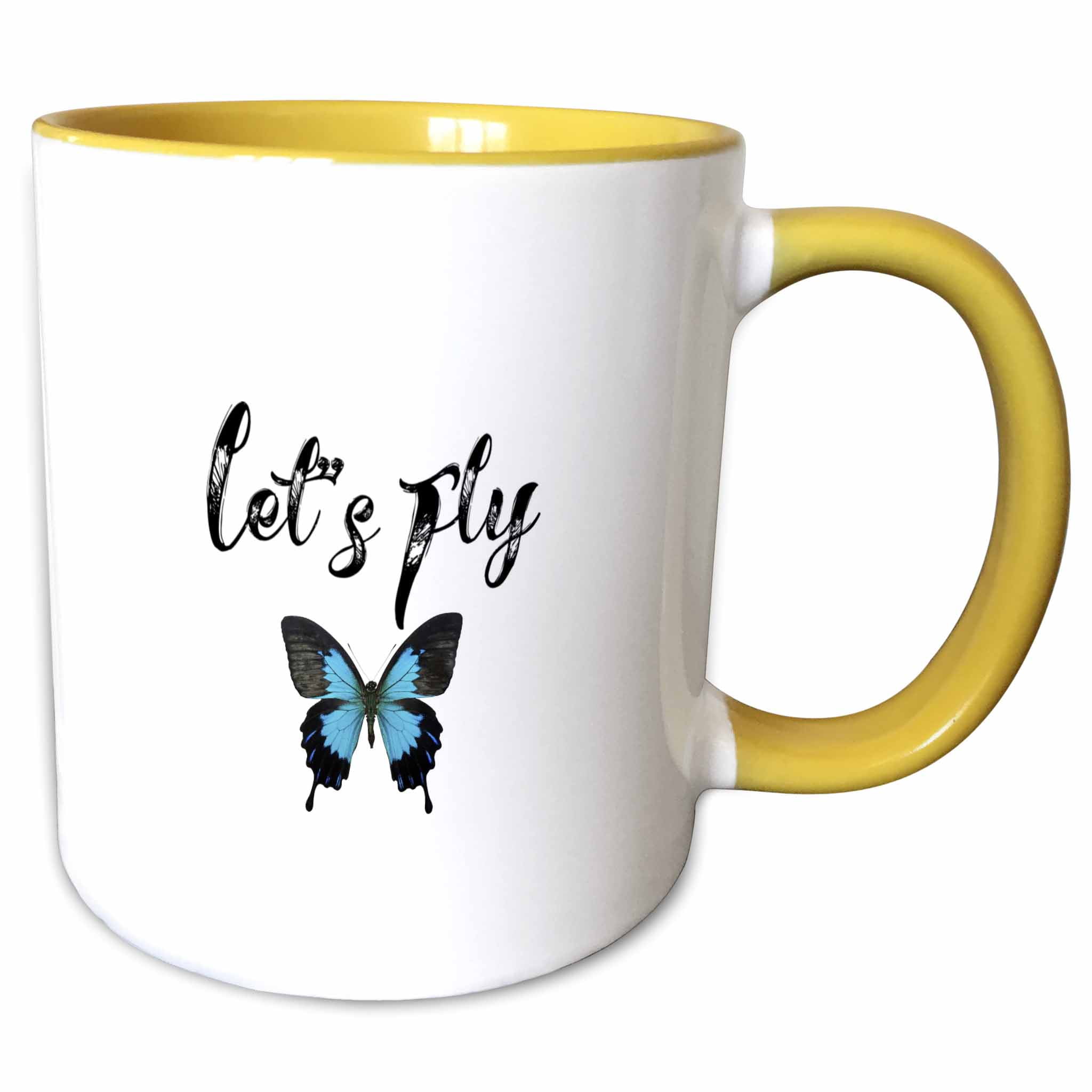 Image Of Lets Fly Quote, 11oz Two-Tone Yellow Mug - Walmart.com