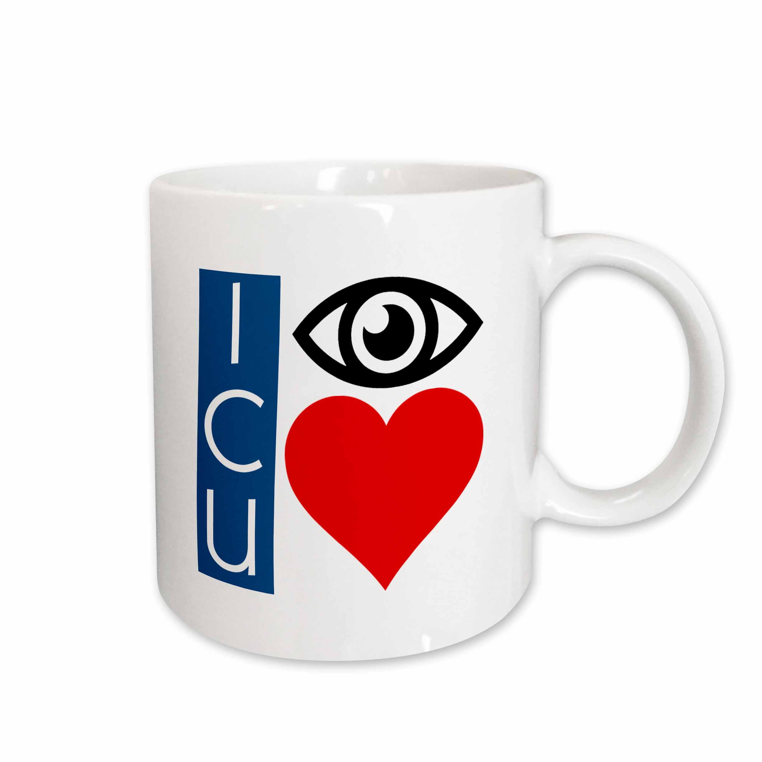 3drose, Image of Letters Icu with Eye and Heart Pictures, 11oz Mug ...