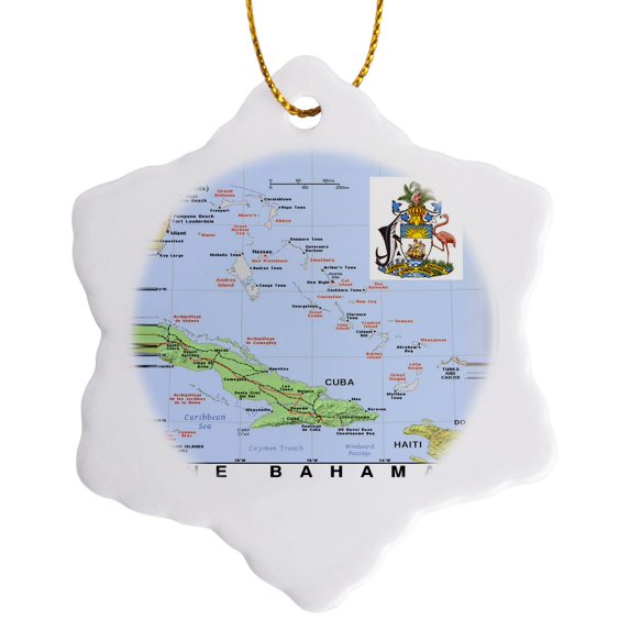 3drose, Image of Map of the Bahamas with Flag and Seas, 3 inch ...