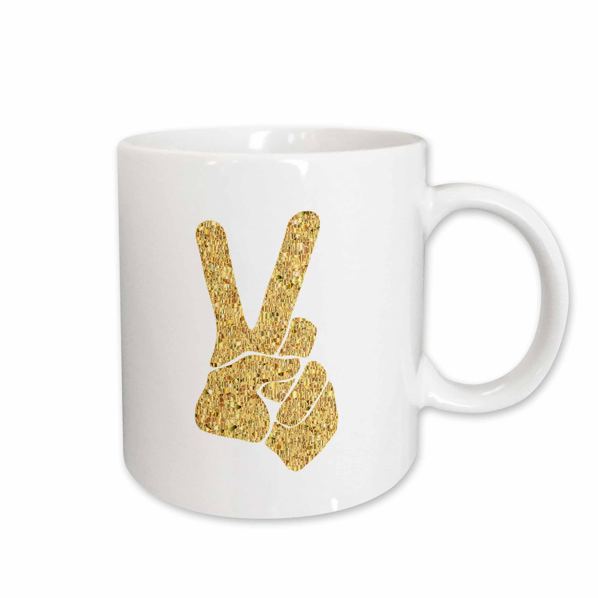 3drose, Image of Metallic Gold Hand Peace Sign, 11oz Mug - Walmart.com