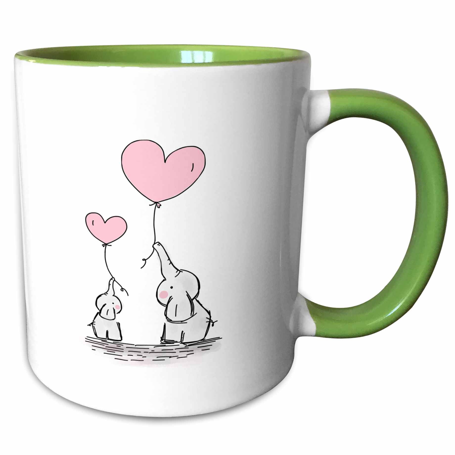 3drose, Image of Mother and Baby Elephants in Gray and Pink Cartoon ...