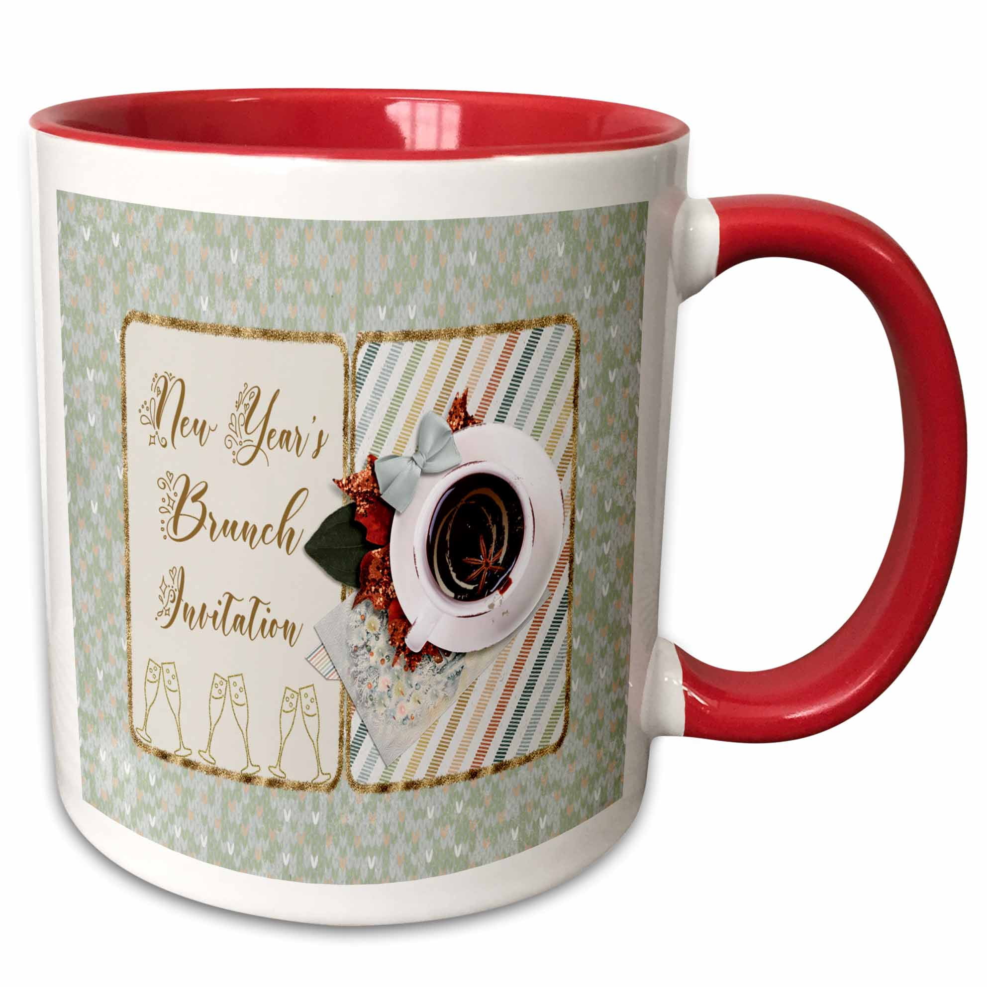 3drose, Image of New Year Brunch Invitation, Tea or Coffee Cup, Leaves ...