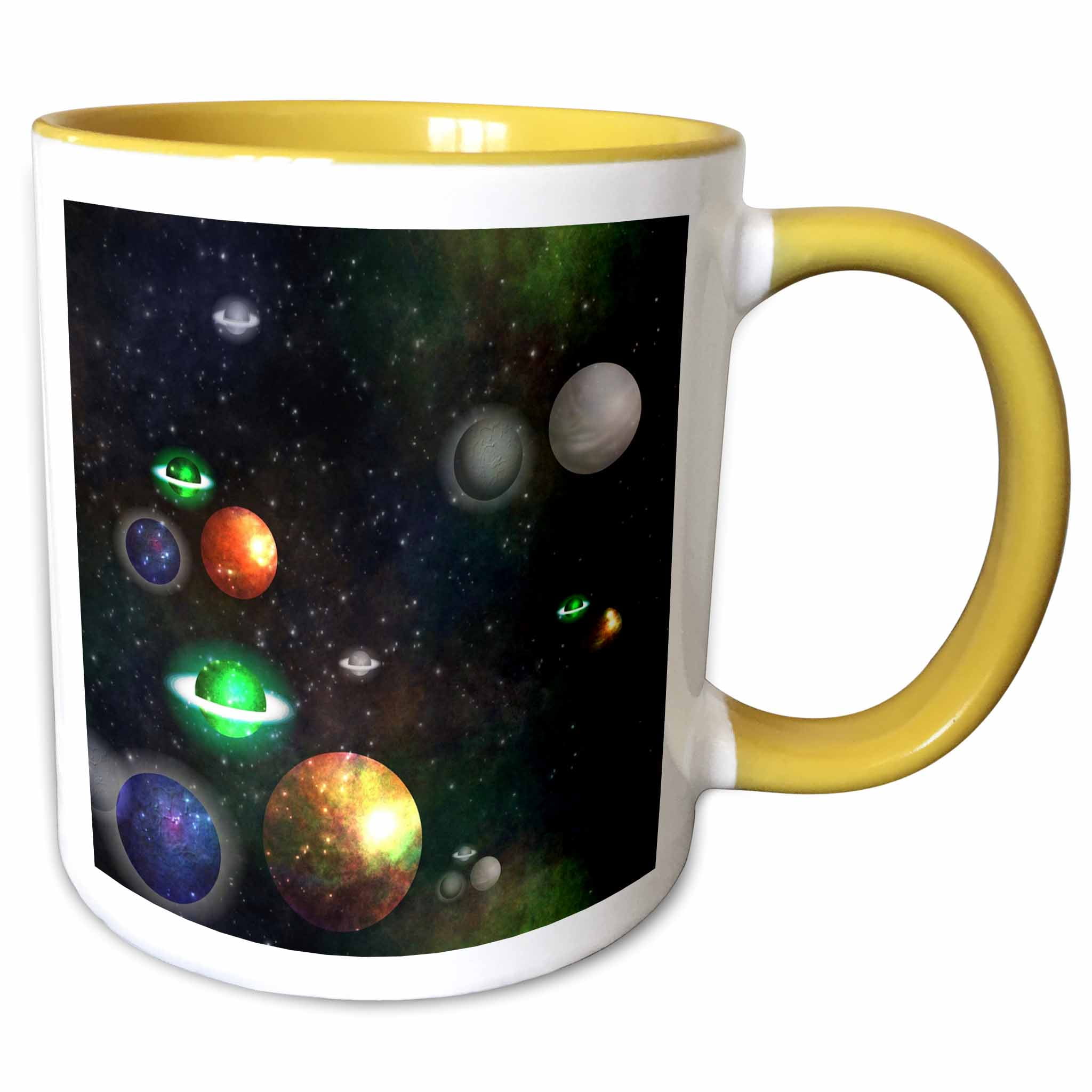 Image Of Painting Of Planets In Our Solar System 15oz Two-Tone Yellow ...