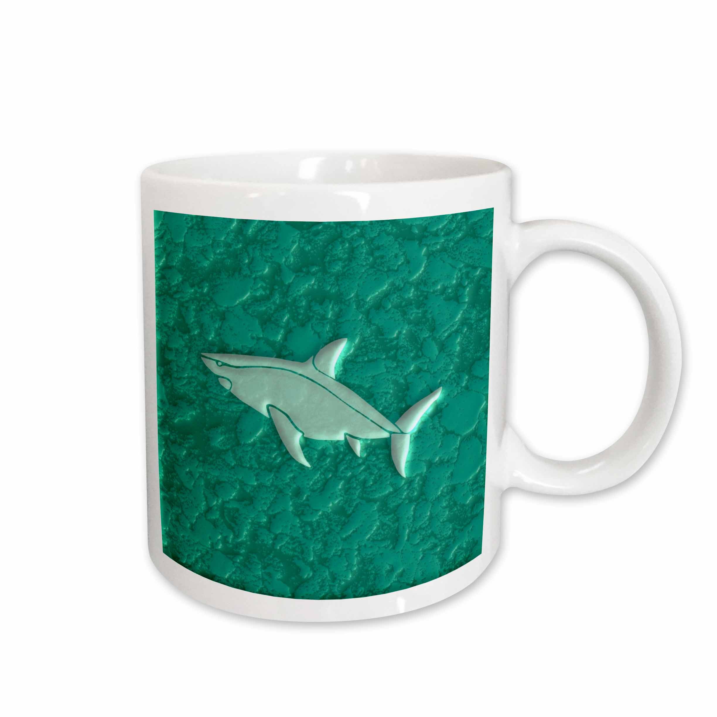 3drose, Image of Shark in White Over Blue Green Background- Not ...