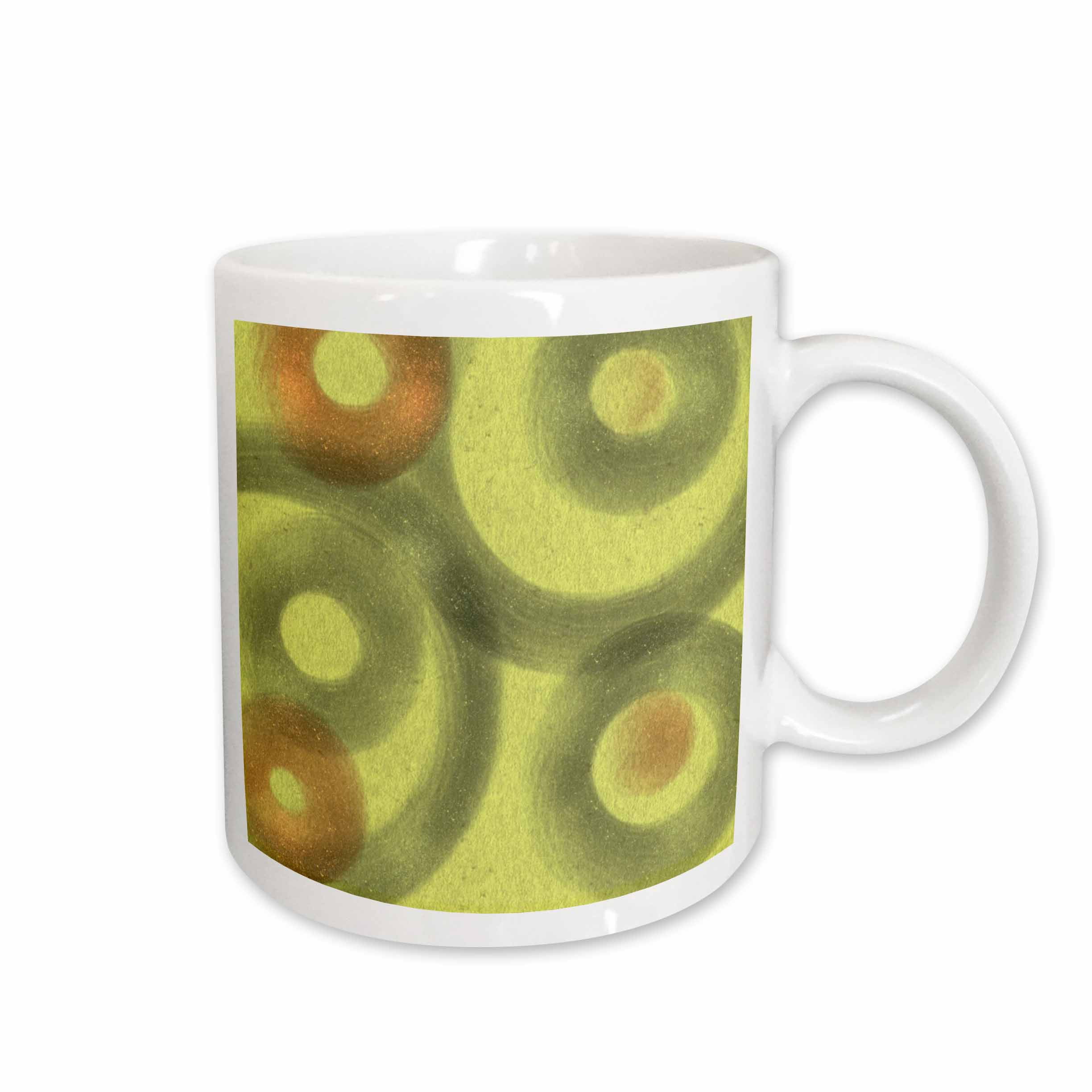 3drose, Image of Smudge Painting of Olive and Orange Circles, 15oz Mug ...