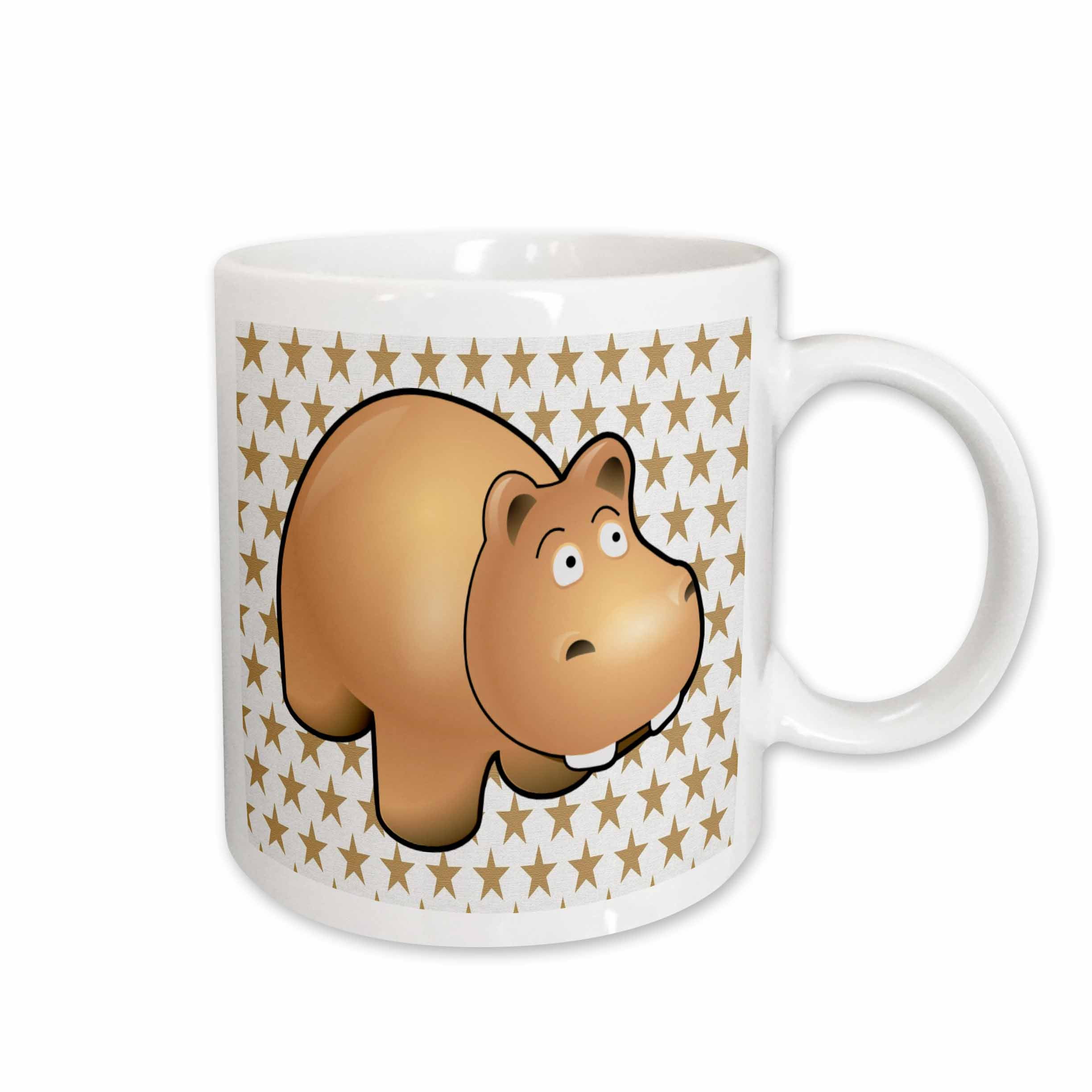 3drose, Image of Tan Cartoon Hippo on Tan Dots, 11oz Mug - Walmart.com