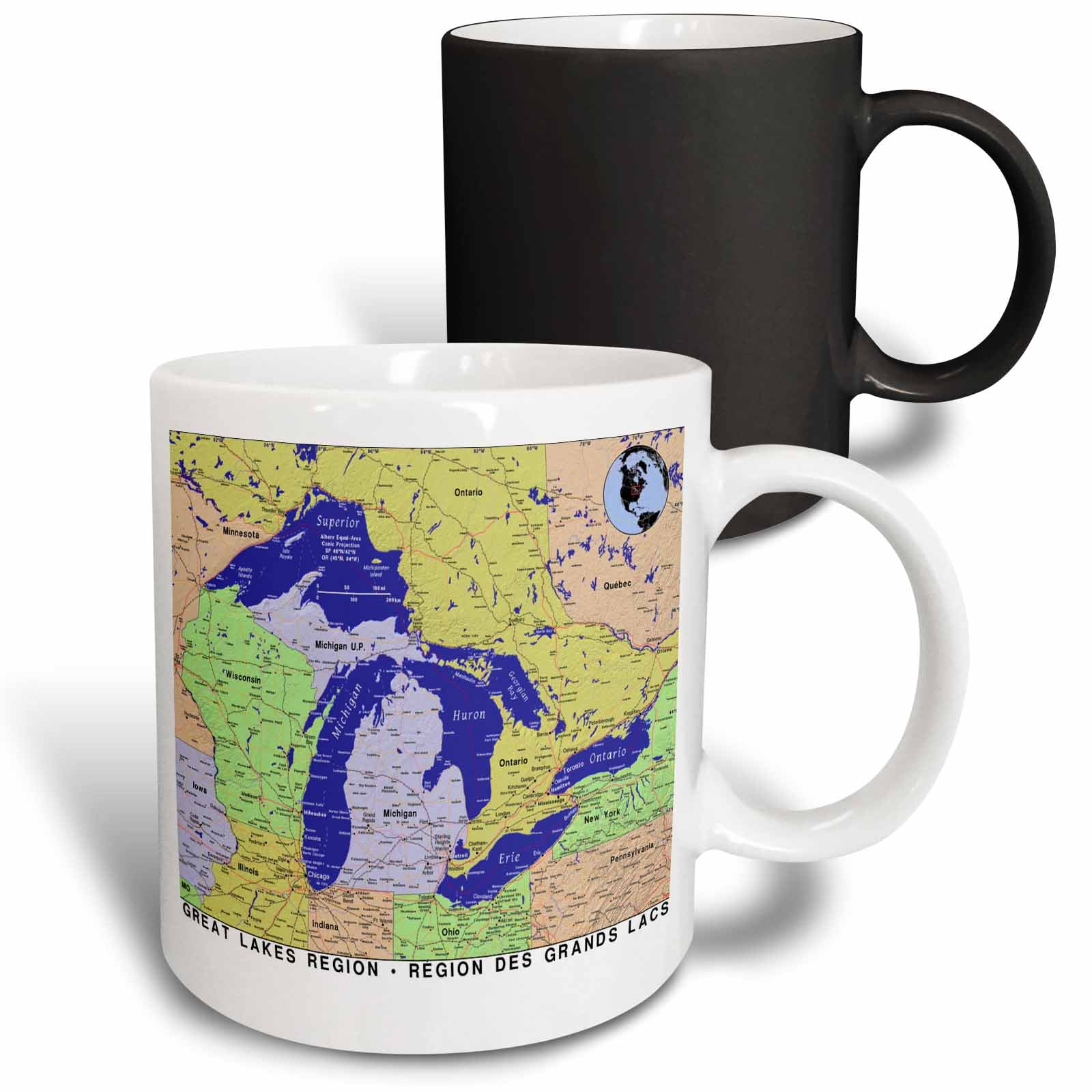 3drose, Image of Topo Color Map of Great Lakes Region and Seven States ...