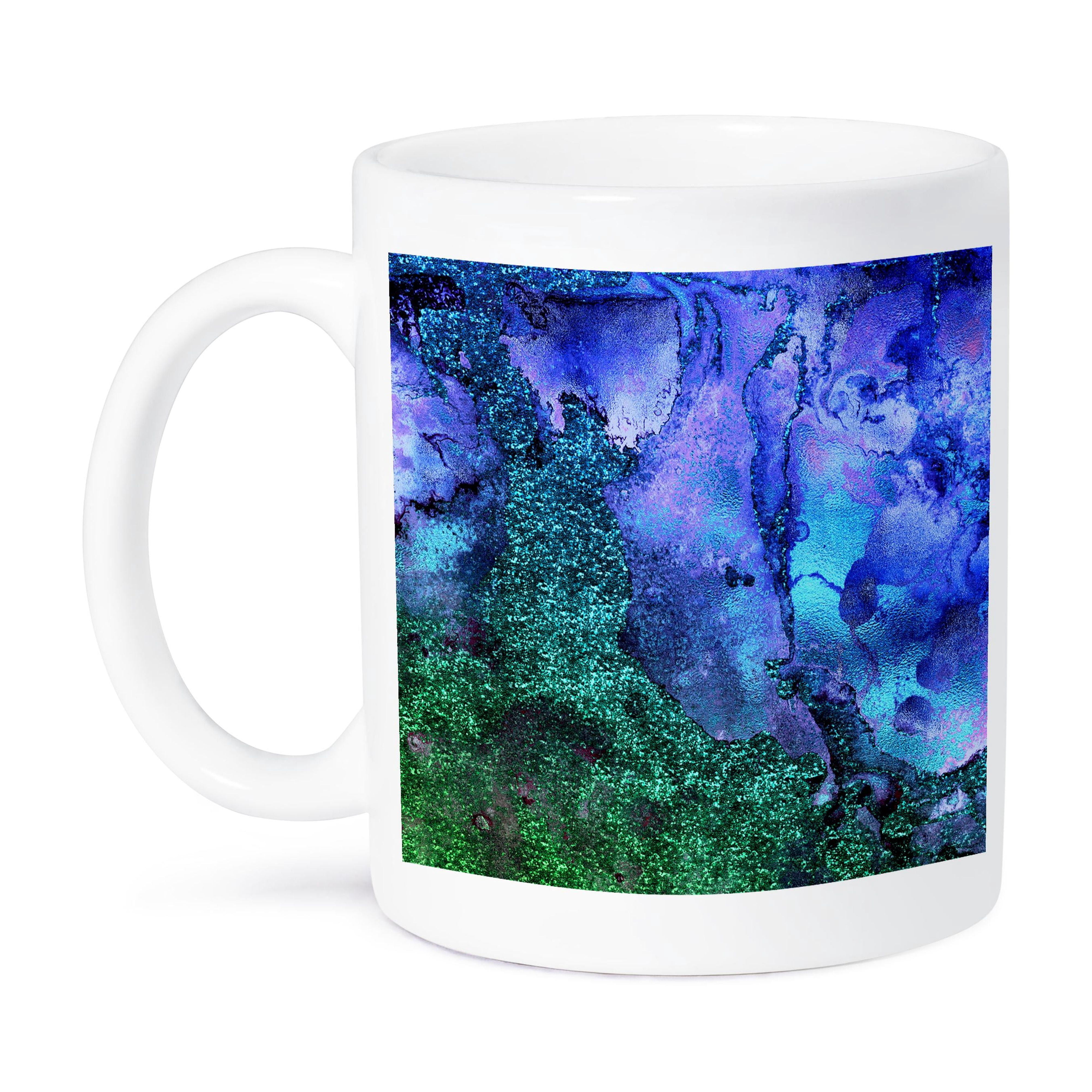 Image Of Trendy Indigo Blue And Green Glitter Ink Metal Marble Agate ...