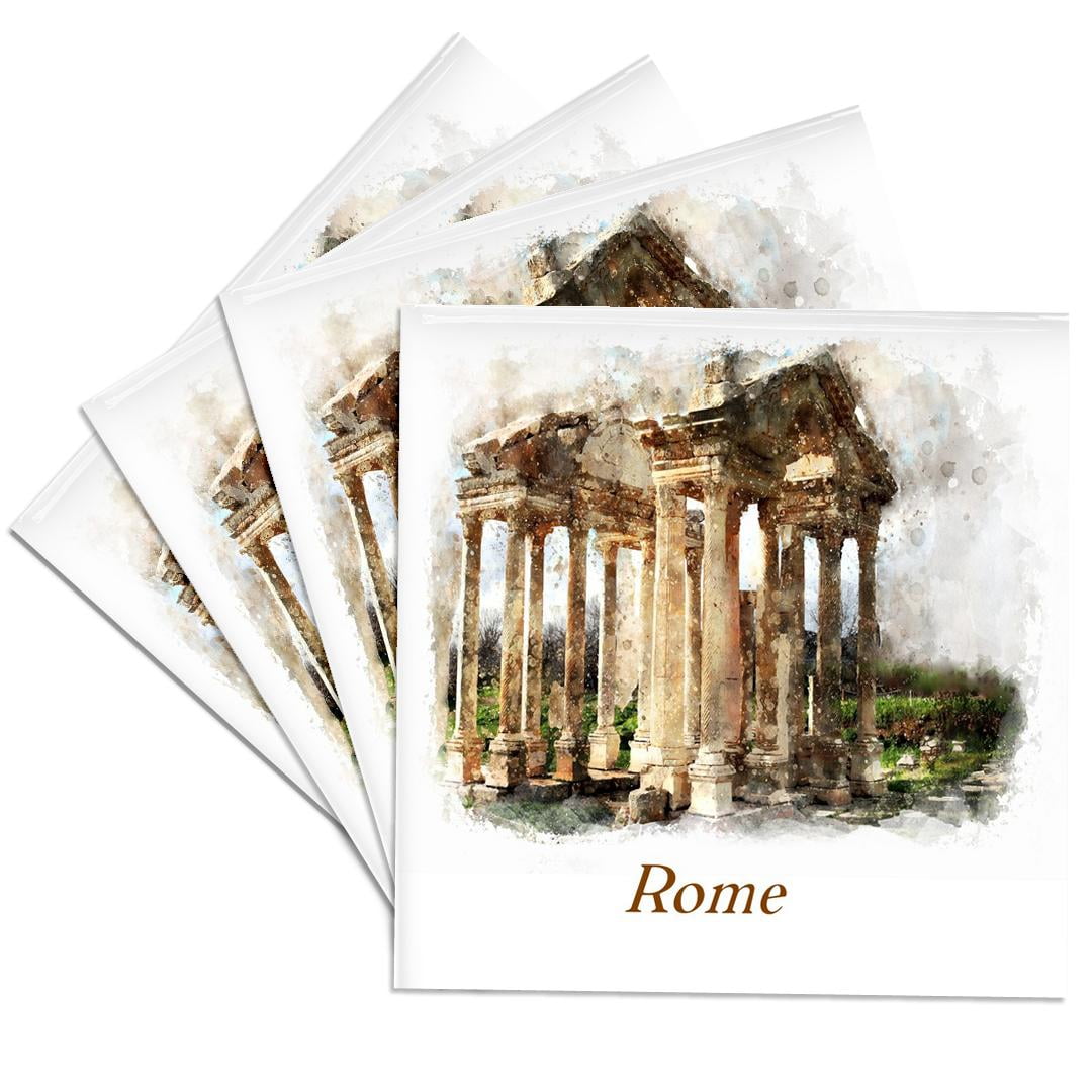 3drose, Image of Watercolor Painting of Coliseum in Rome, Set of 4 ...